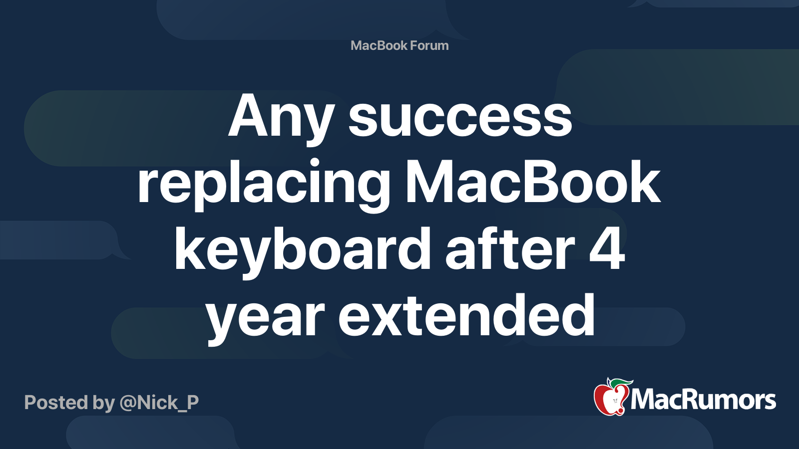 Any success replacing MacBook keyboard after 4 year extended warranty? | MacRumors Forums