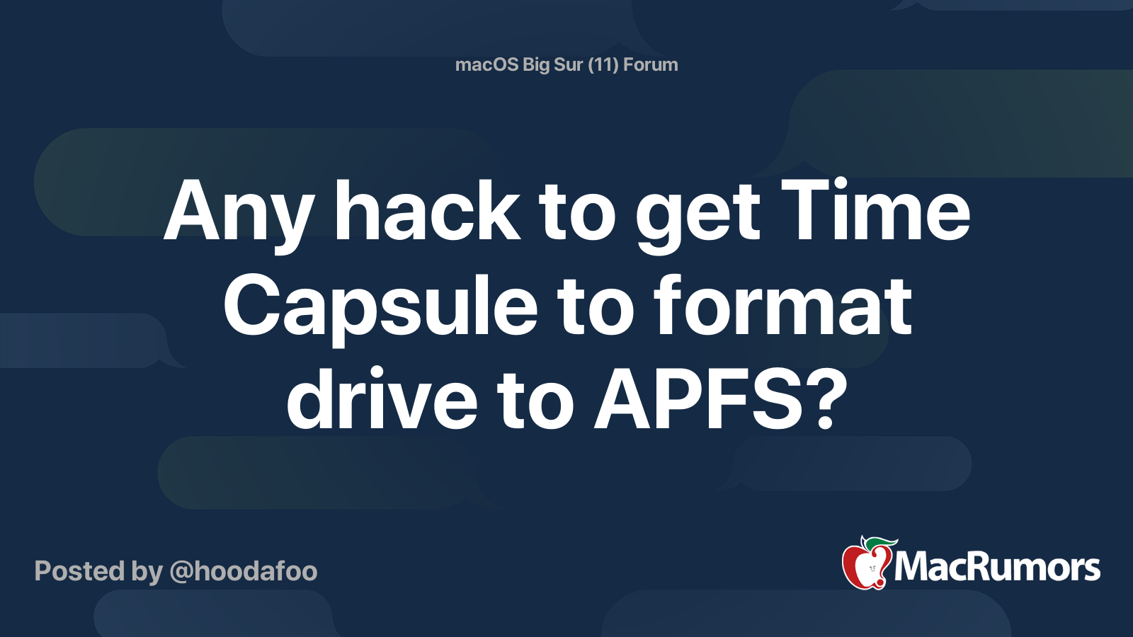 Any hack to get Time Capsule to format drive to APFS? | MacRumors Forums