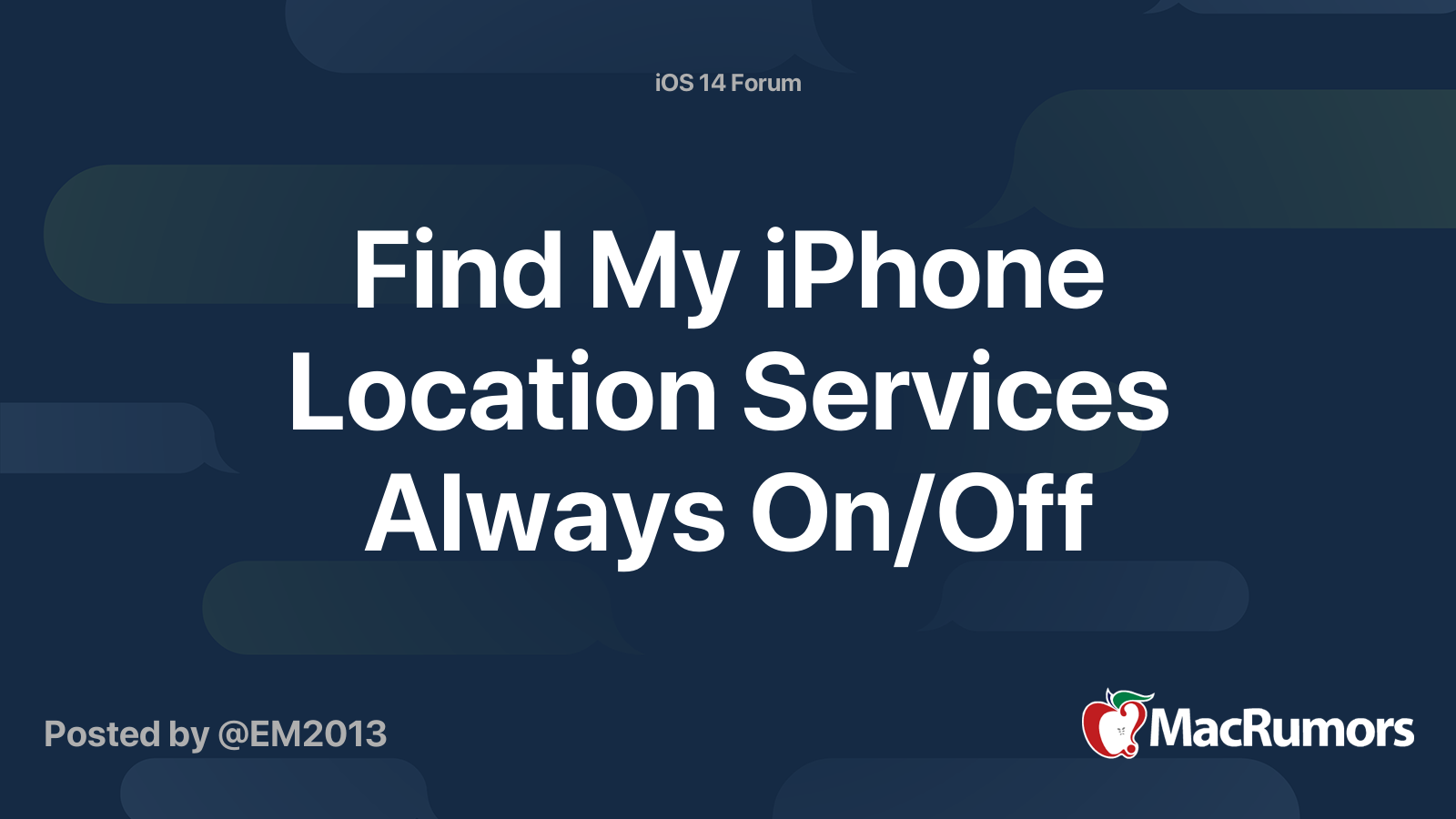 Find My iPhone Location Services Always On/Off | MacRumors Forums