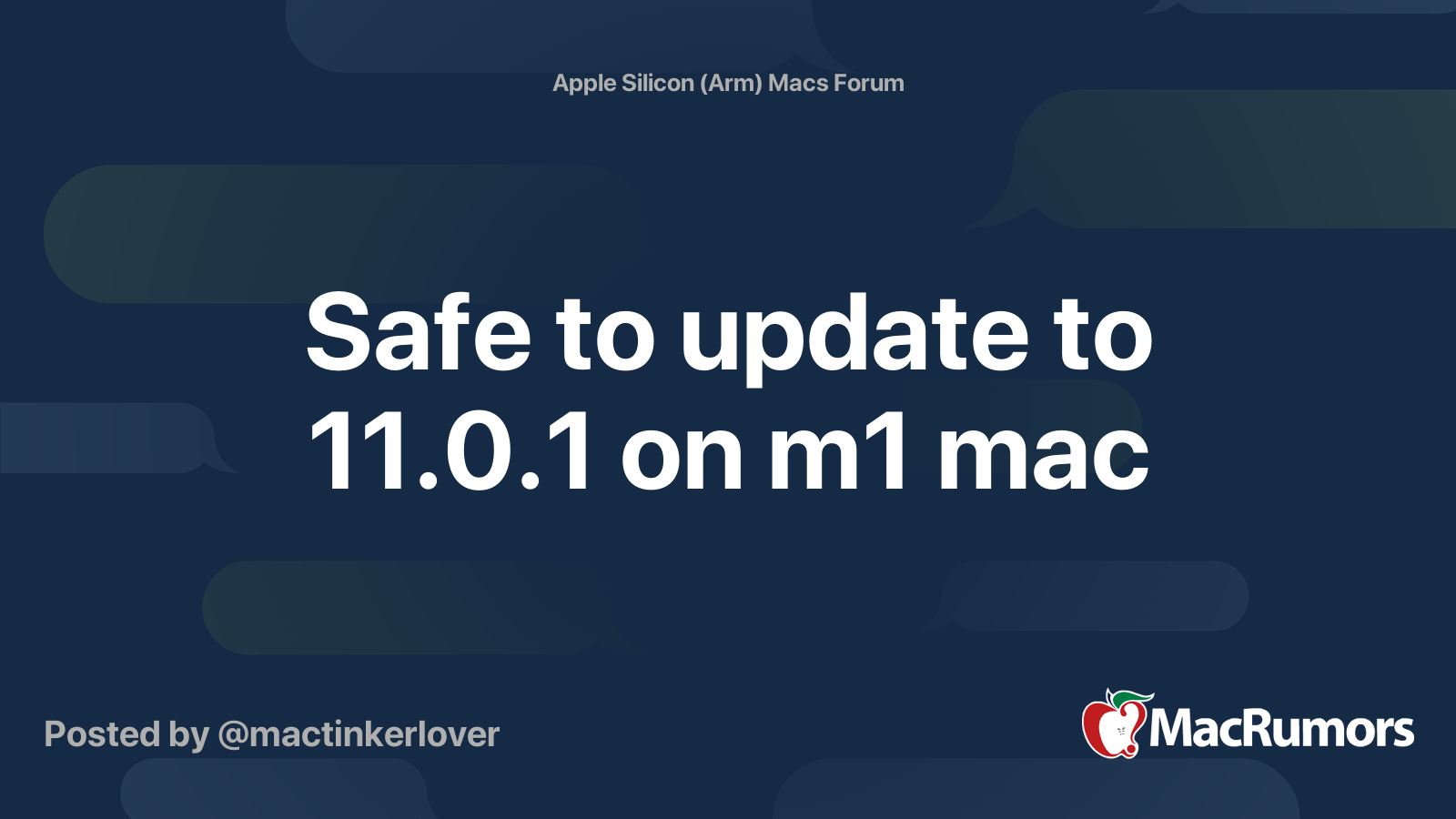 Safe to update to 11.0.1 on m1 mac | MacRumors Forums