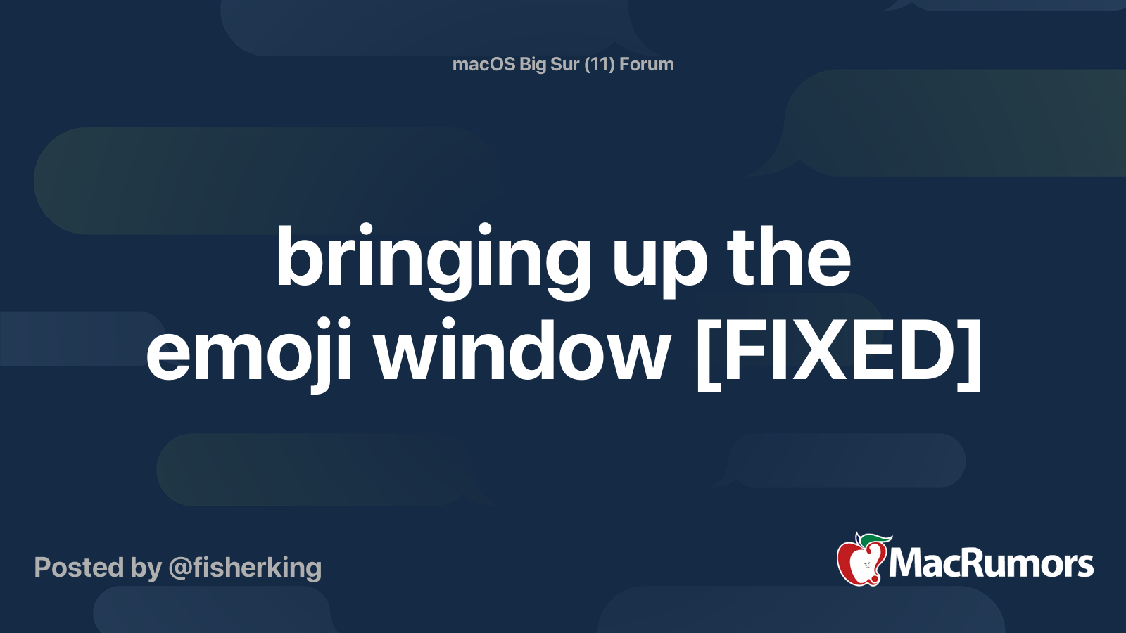 bringing up the emoji window [FIXED] | MacRumors Forums