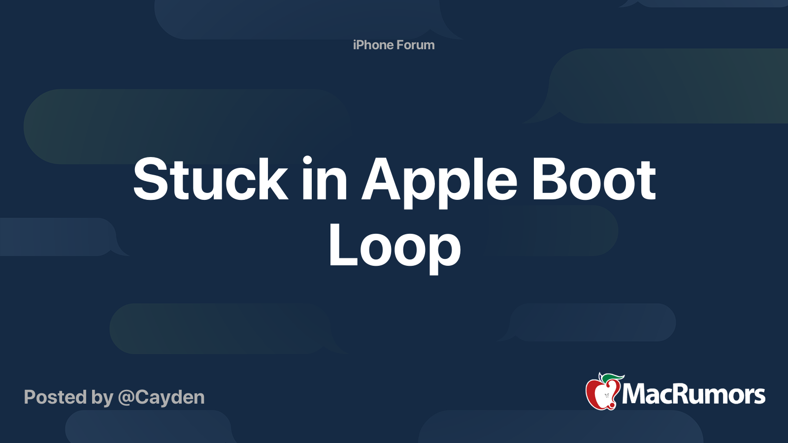 Stuck in Apple Boot Loop | MacRumors Forums