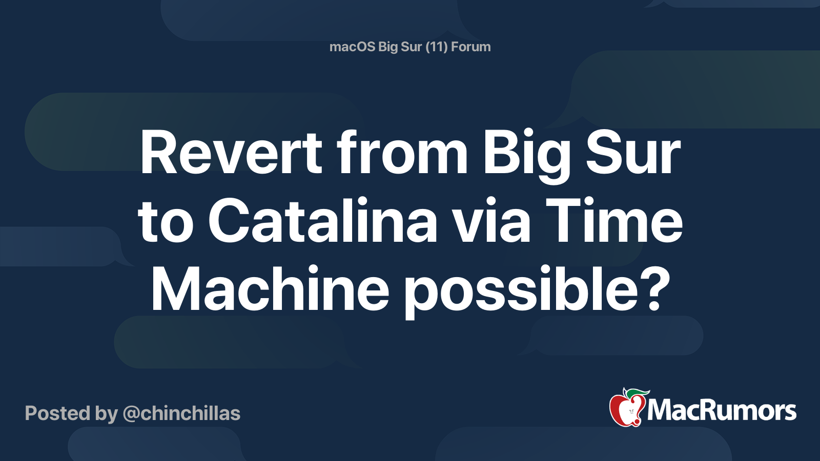 Revert from Big Sur to Catalina via Time Machine possible? | MacRumors ...