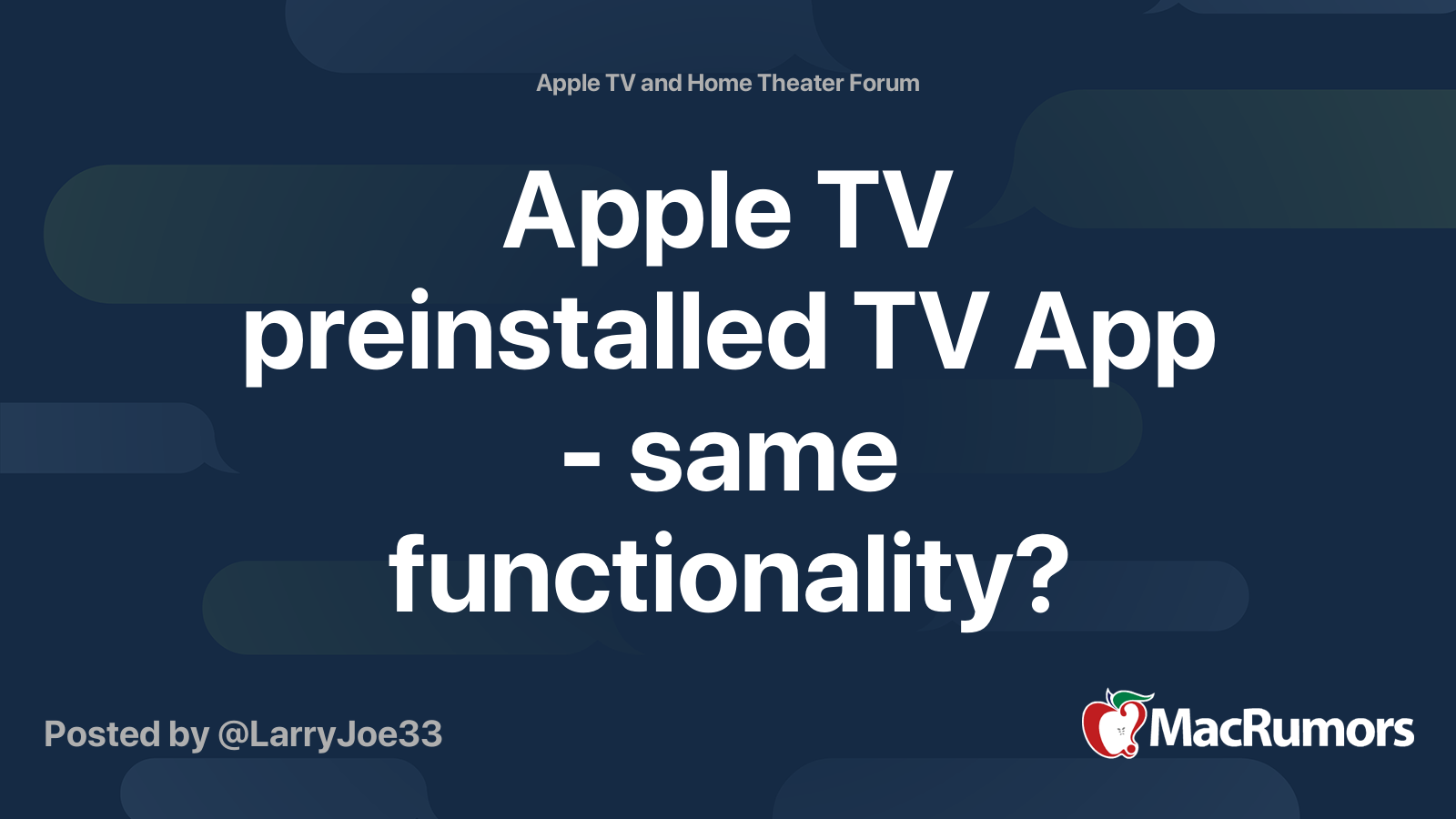 Apple TV preinstalled TV App - same functionality? | MacRumors Forums