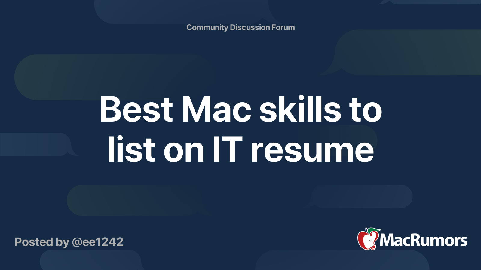 Best Mac skills to list on IT resume | MacRumors Forums