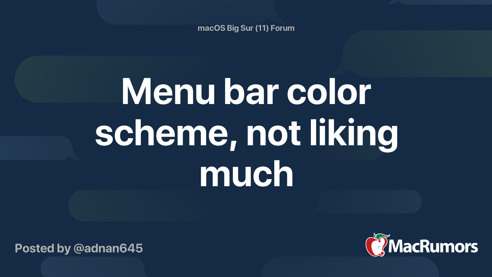 Menu bar color scheme, not liking much | MacRumors Forums