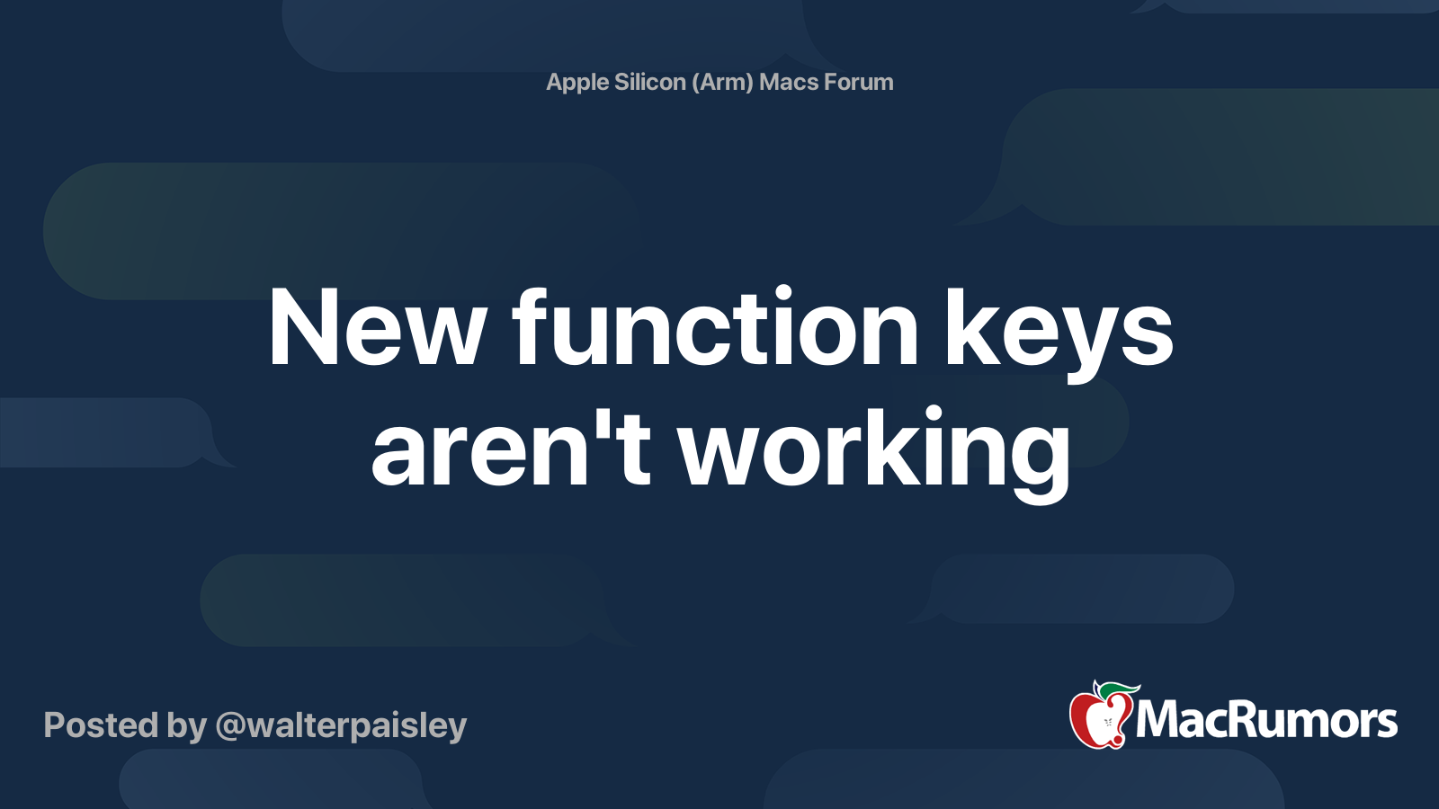 New function keys aren't working | MacRumors Forums