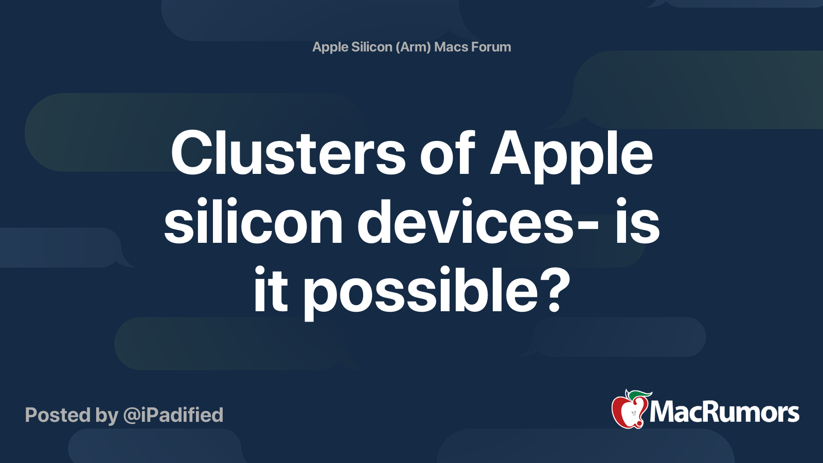 Clusters of Apple silicon devices- is it possible? | MacRumors Forums