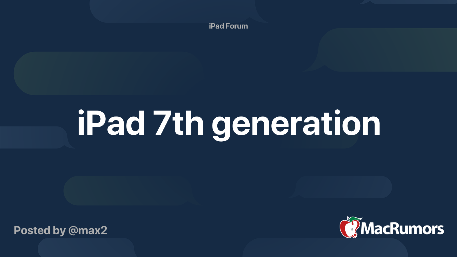 iPad 7th generation | MacRumors Forums