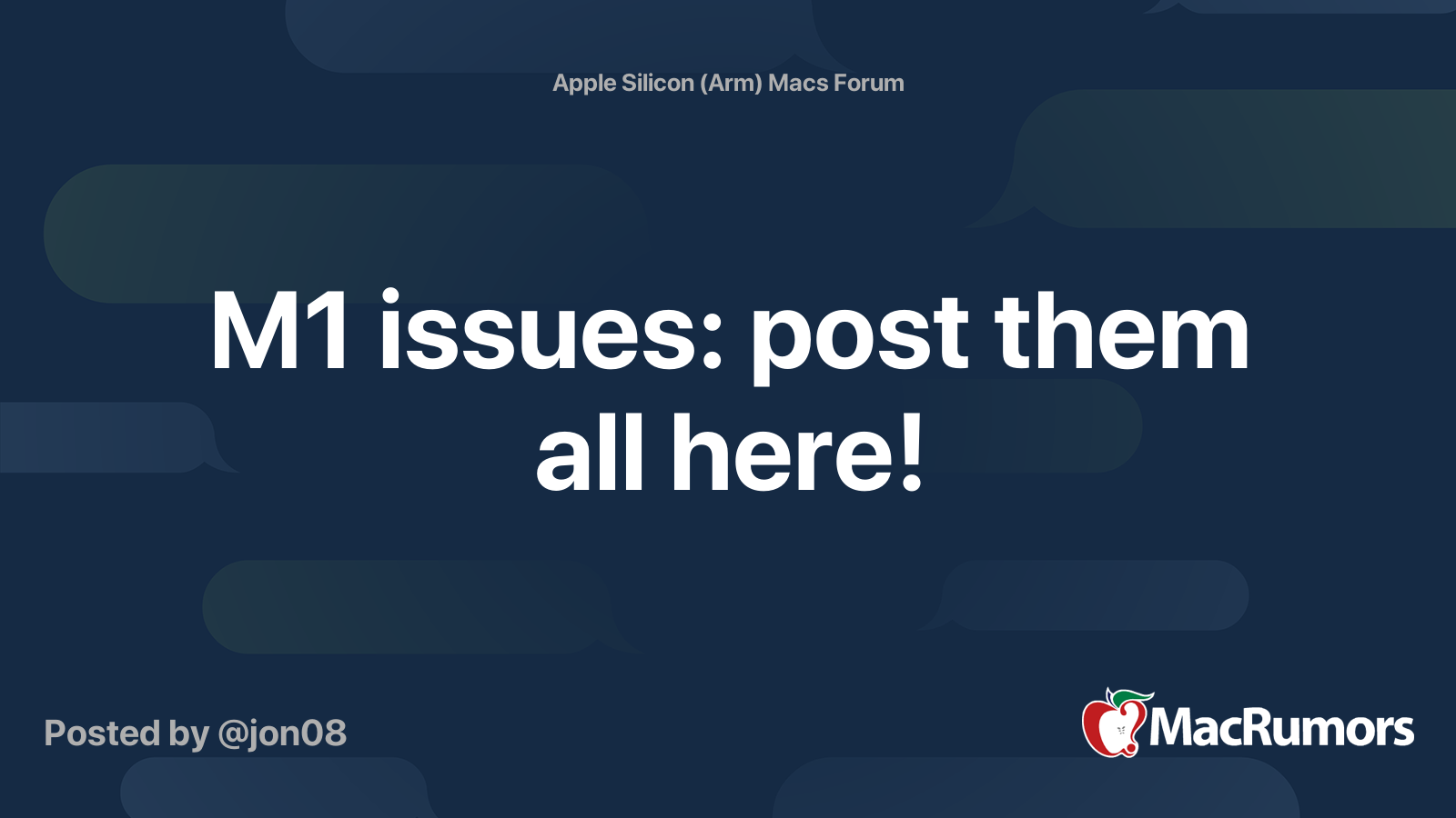 M1 issues: post them all here! | Page 11 | MacRumors Forums