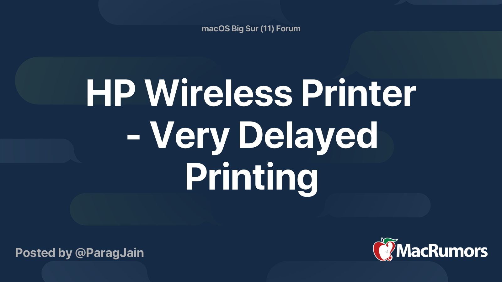 HP Wireless Printer - Very Delayed Printing | MacRumors Forums