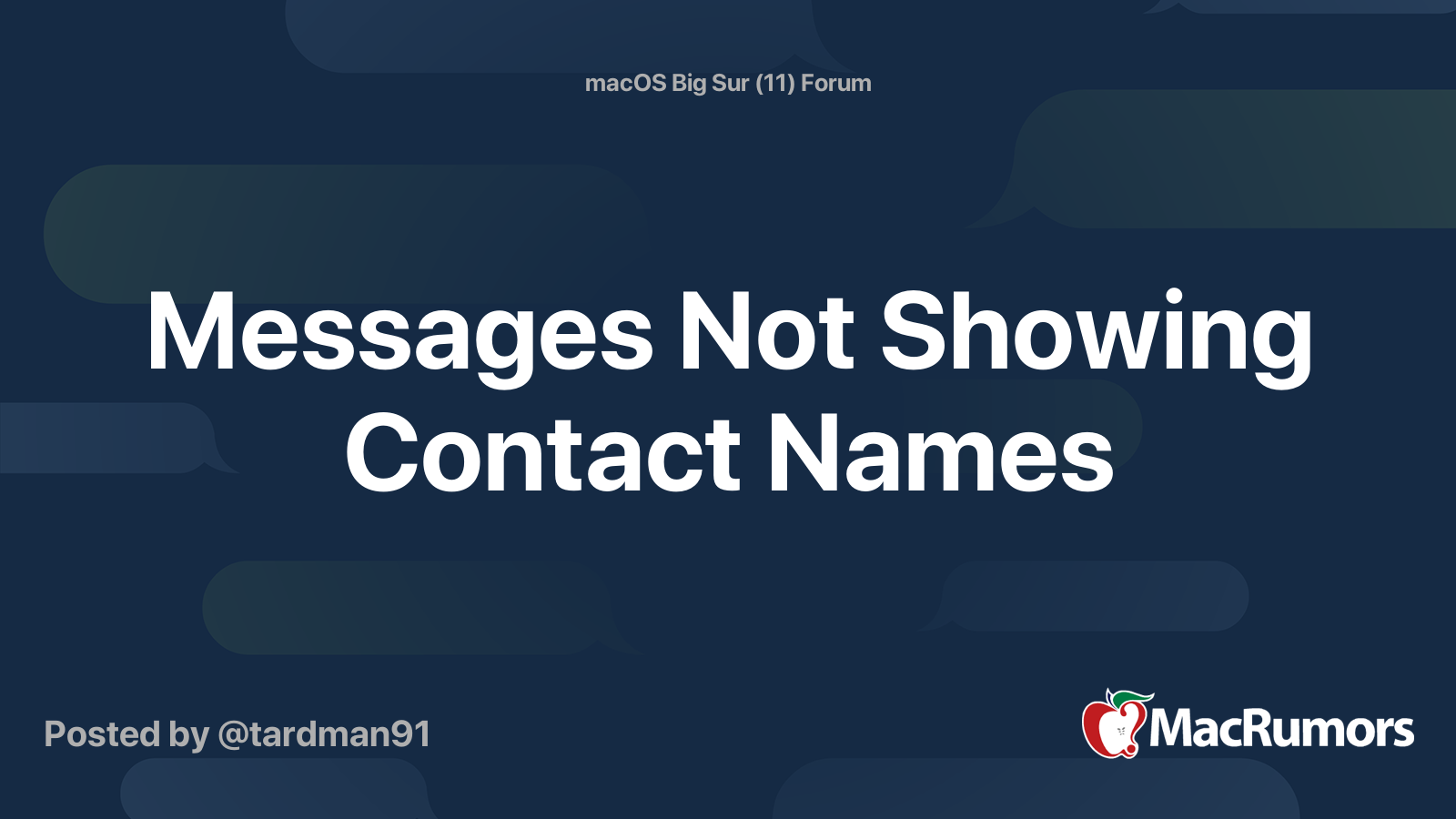 Messages Not Showing Contact Names | MacRumors Forums
