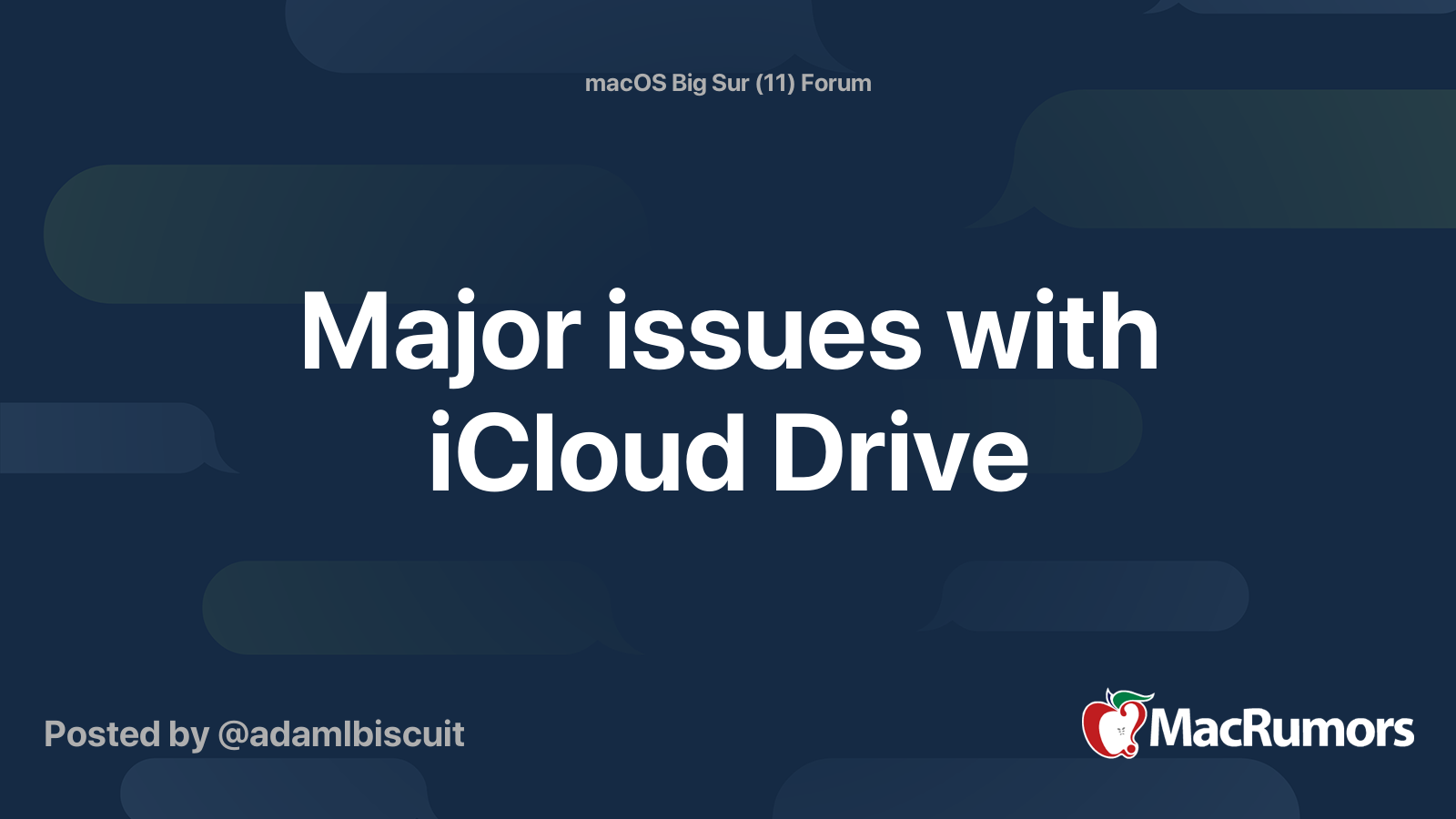 Major issues with iCloud Drive | MacRumors Forums