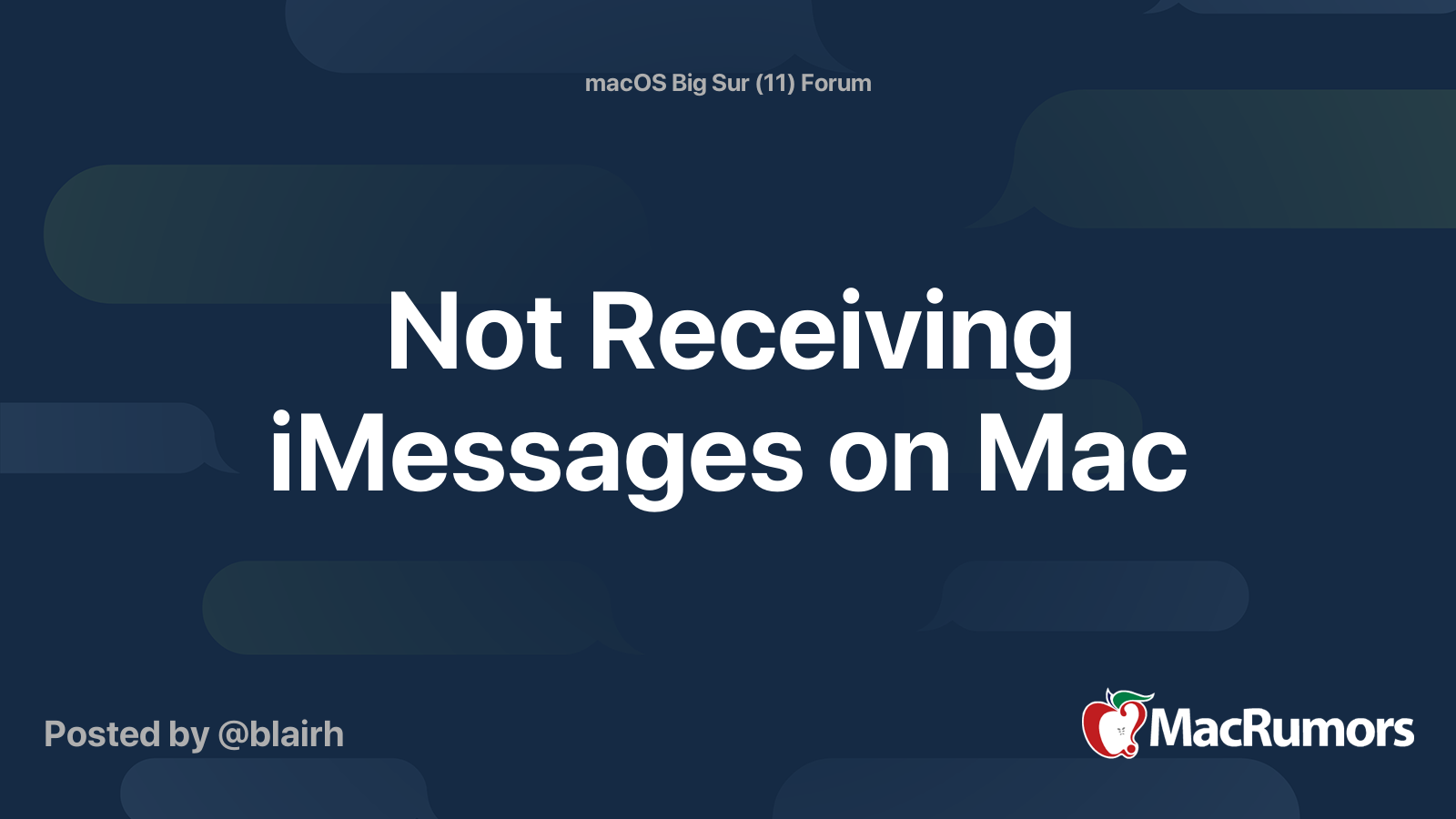 Not Receiving iMessages on Mac | MacRumors Forums