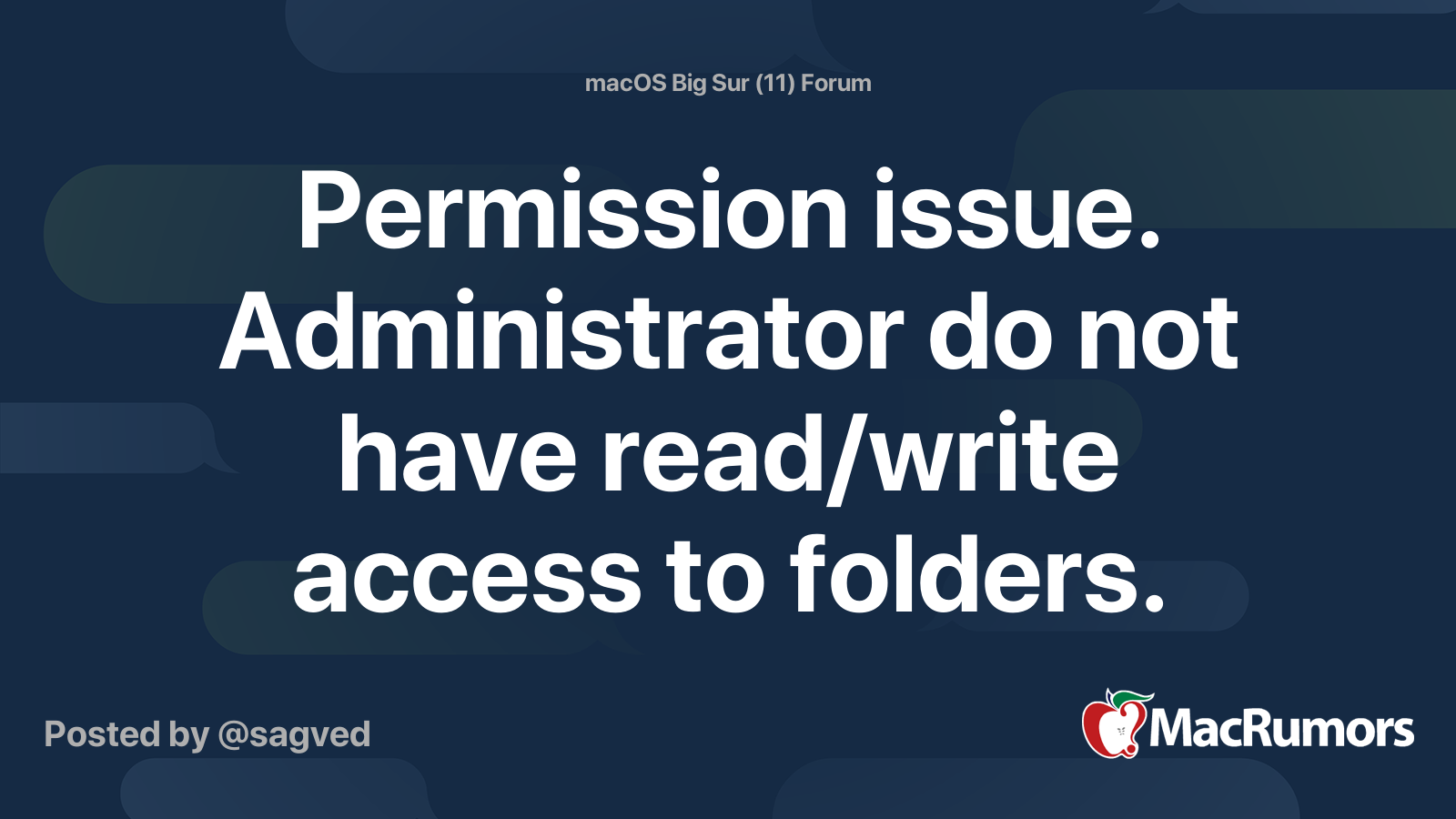 Permission Issue Administrator Do Not Have Readwrite Access To Folders Os Wont Let