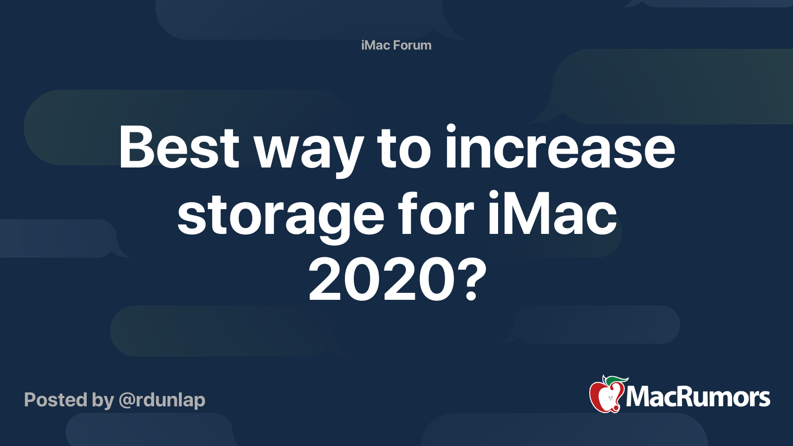 Best way to increase storage for iMac 2020? | MacRumors Forums