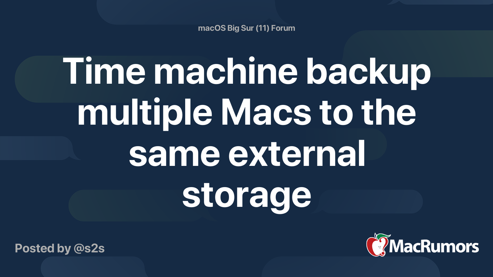 Time machine backup multiple Macs to the same external storage | MacRumors Forums