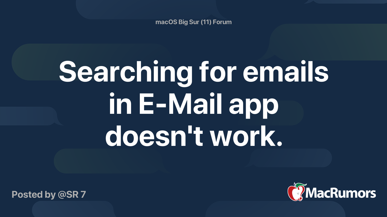 Searching for emails in E-Mail app doesn't work. | MacRumors Forums
