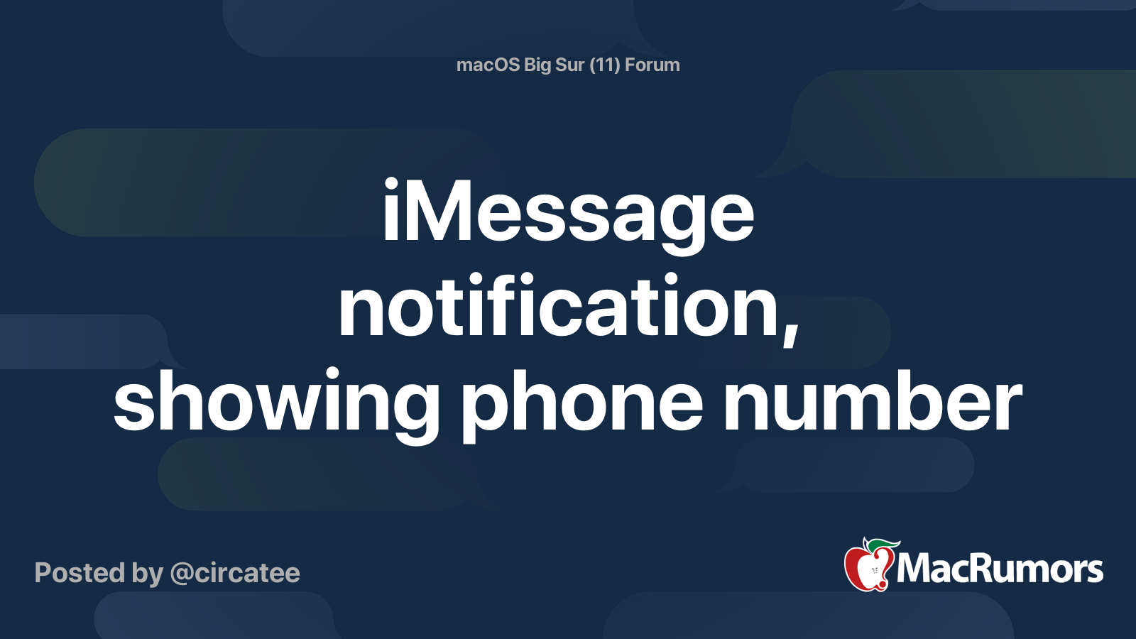 iMessage notification, showing phone number | MacRumors Forums