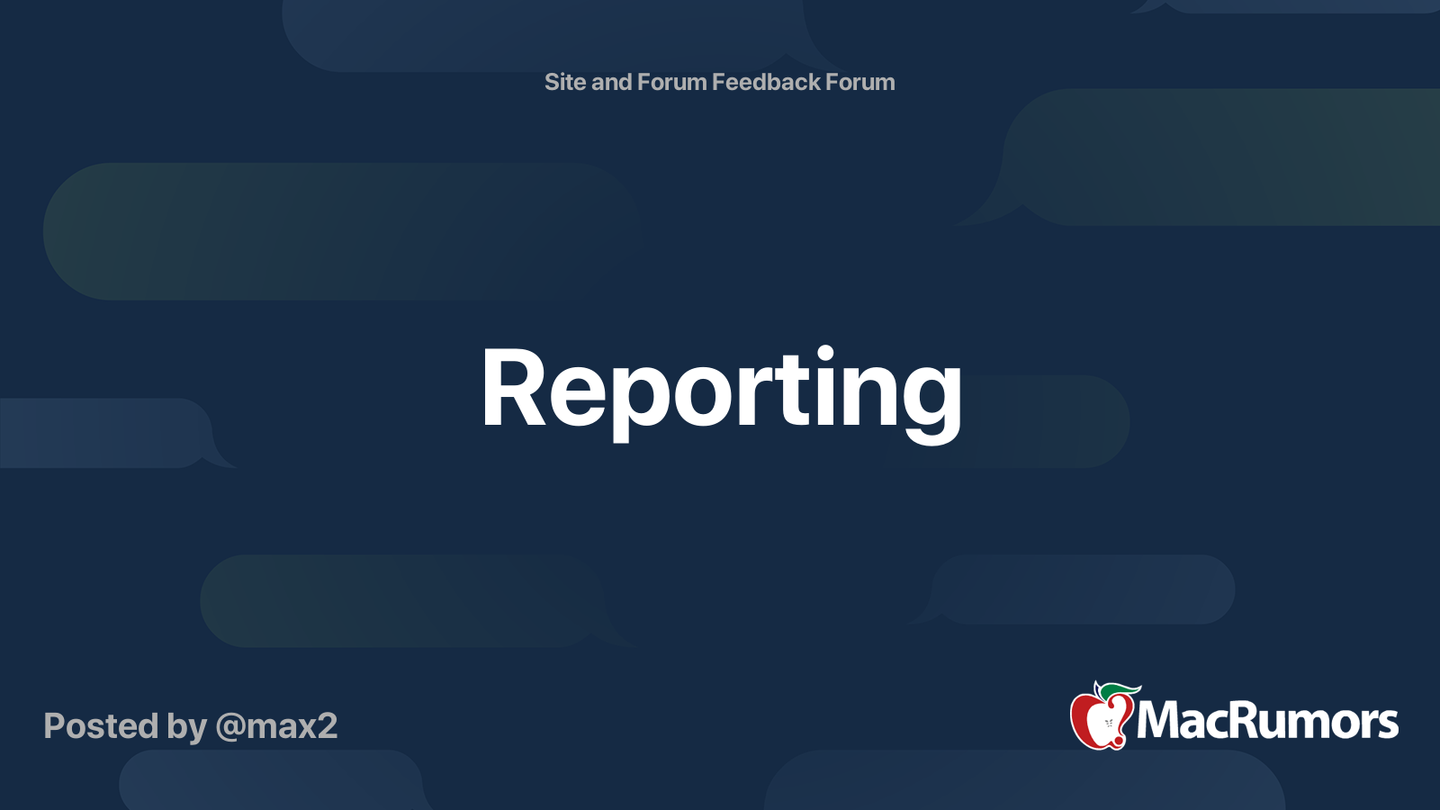 Reporting | MacRumors Forums