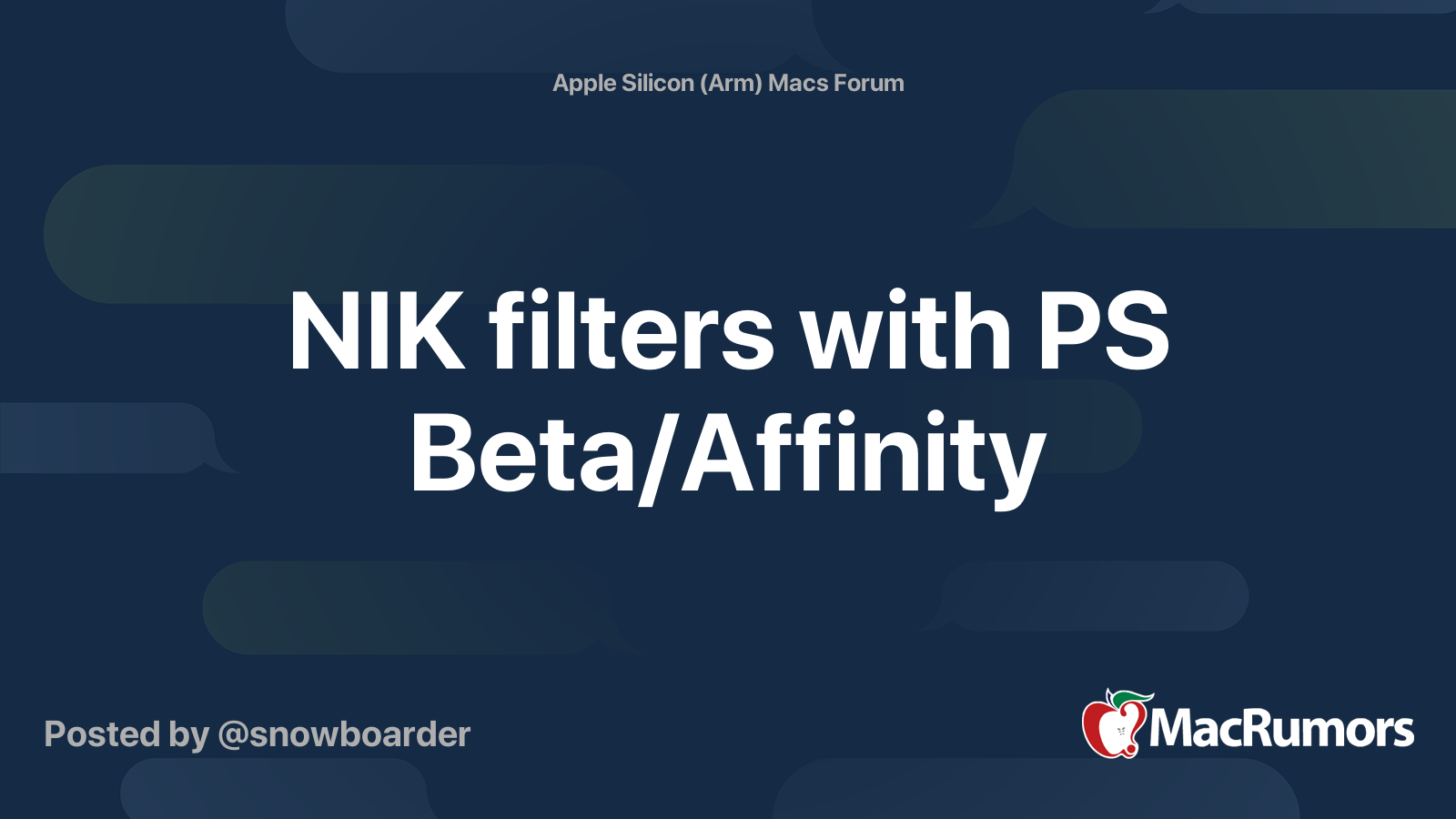 NIK filters with PS Beta/Affinity | MacRumors Forums