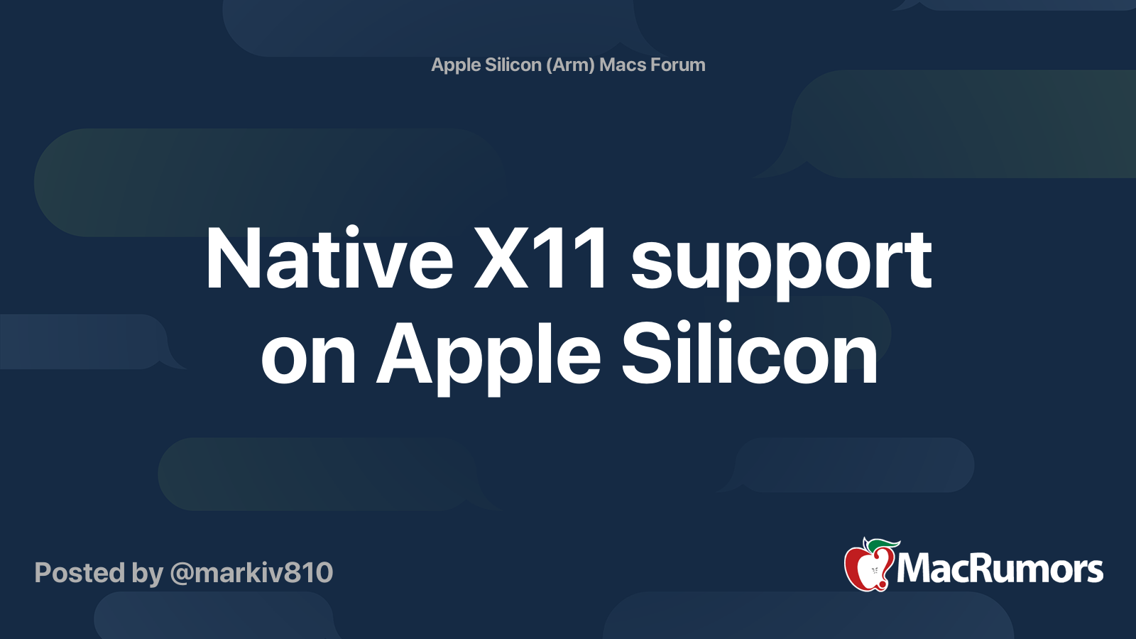 Native X11 support on Apple Silicon | MacRumors Forums