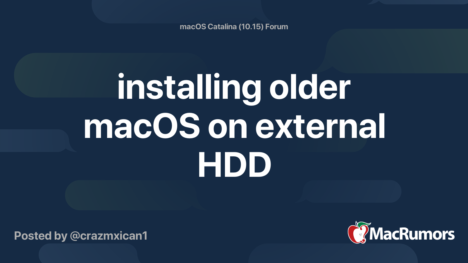 installing older macOS on external HDD | MacRumors Forums