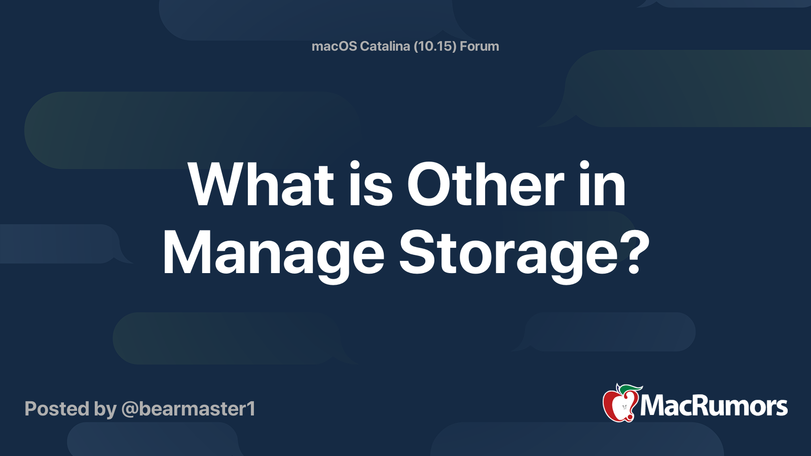 What is Other in Manage Storage? | MacRumors Forums