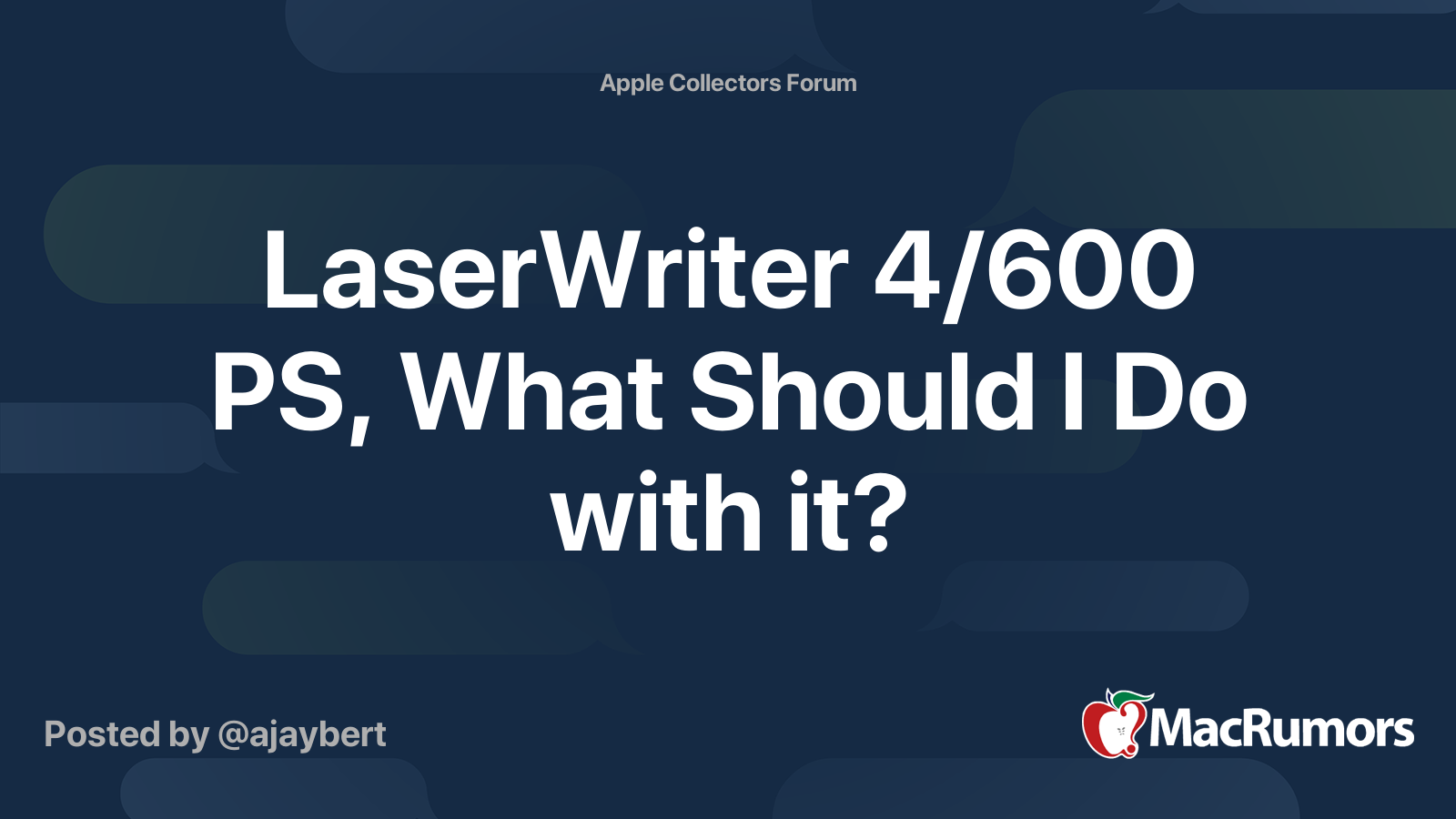 LaserWriter 4/600 PS, What Should I Do with it? | MacRumors Forums
