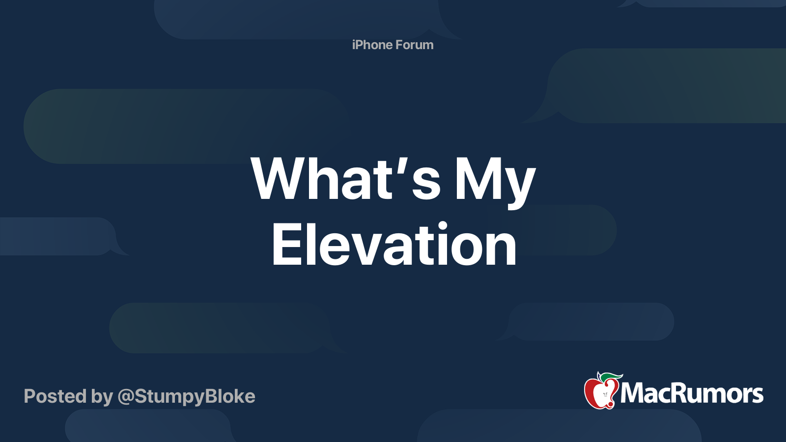 What’s My Elevation | MacRumors Forums