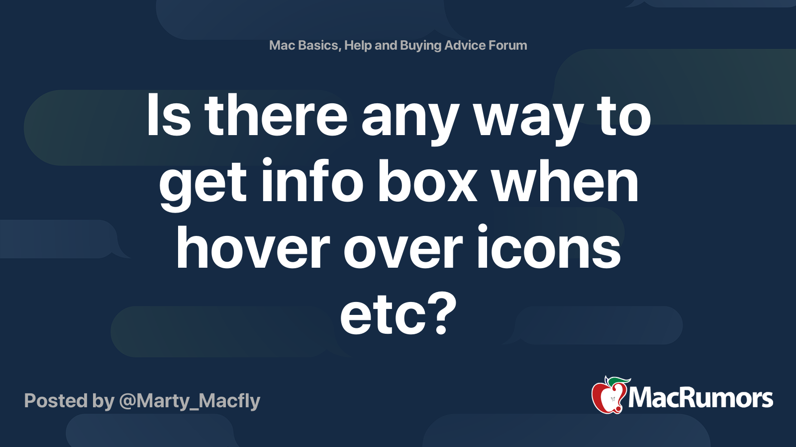 Is there any way to get info box when hover over icons etc? | MacRumors ...
