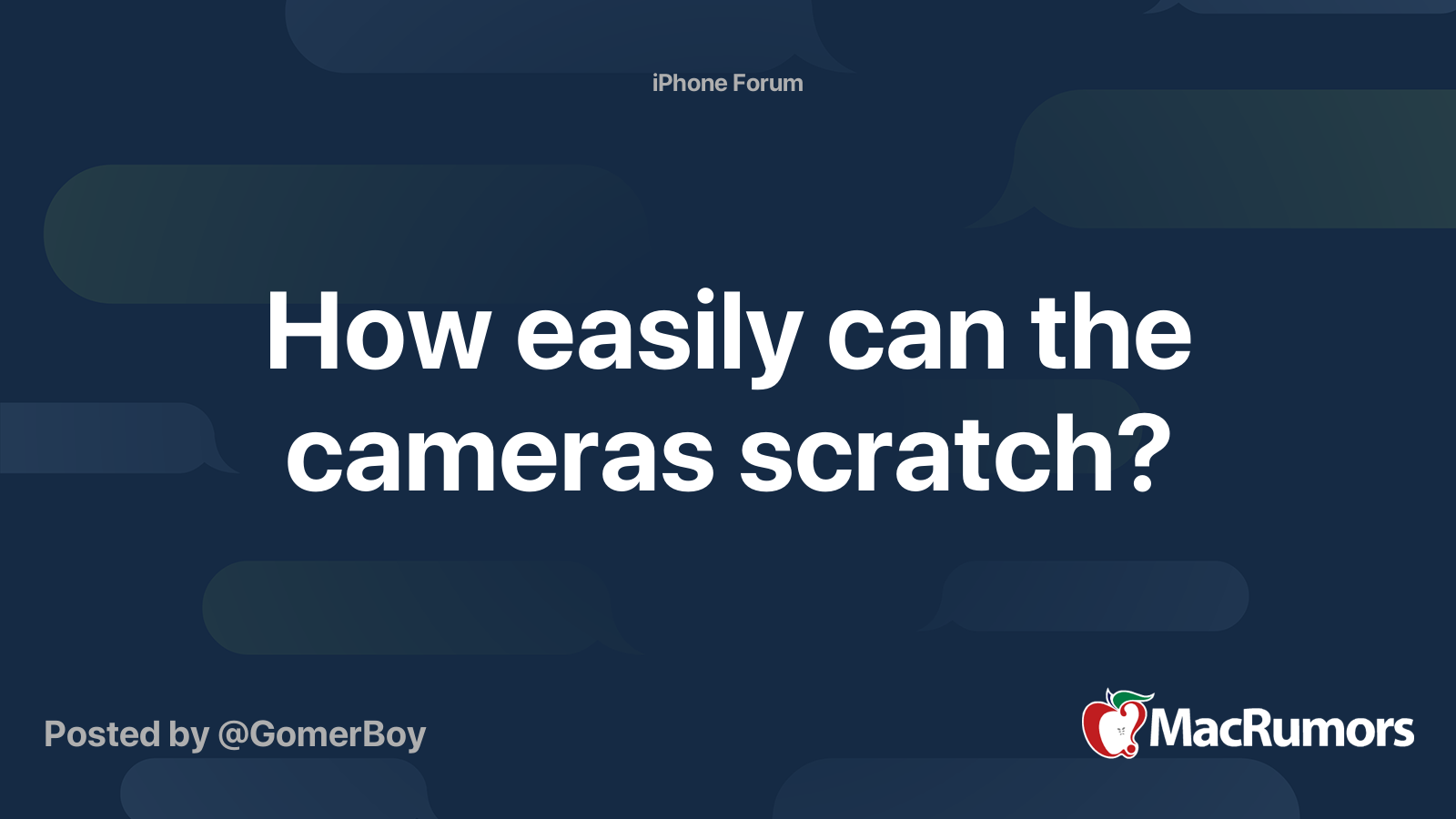 How easily can the cameras scratch? | MacRumors Forums