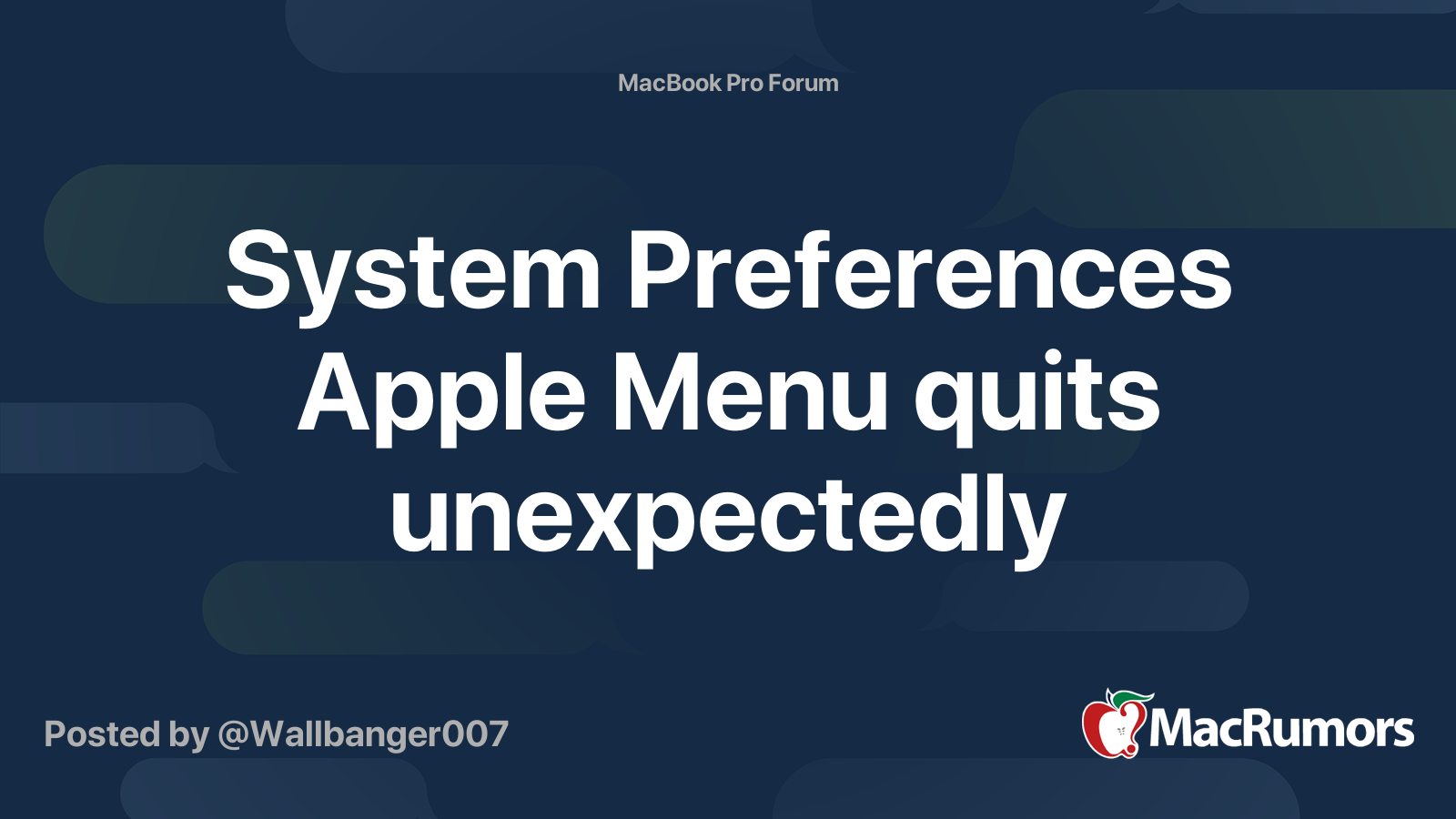 System Preferences Apple Menu quits unexpectedly | MacRumors Forums