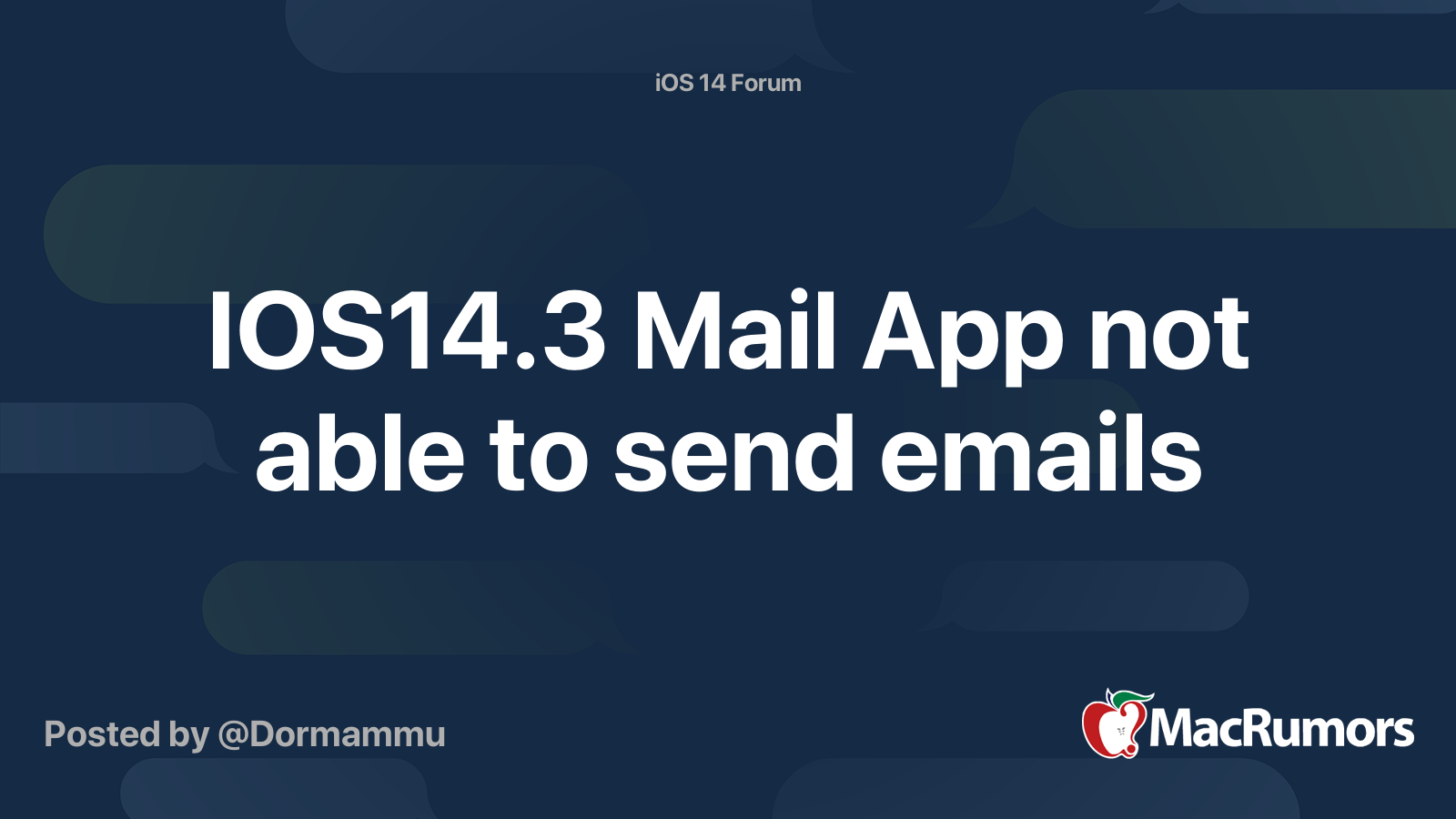 IOS14.3 Mail App not able to send emails | MacRumors Forums