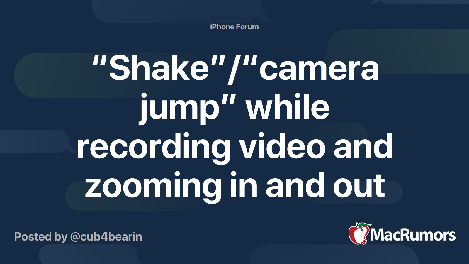 “Shake”/“camera jump” while recording video and zooming in and out between lenses on 12 pro max ...