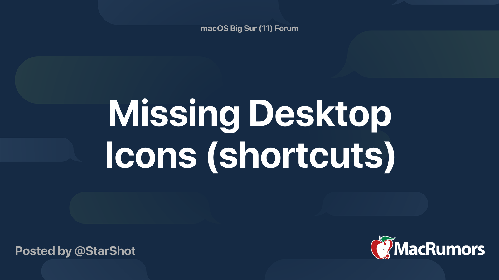 Missing Desktop Icons (shortcuts) | MacRumors Forums