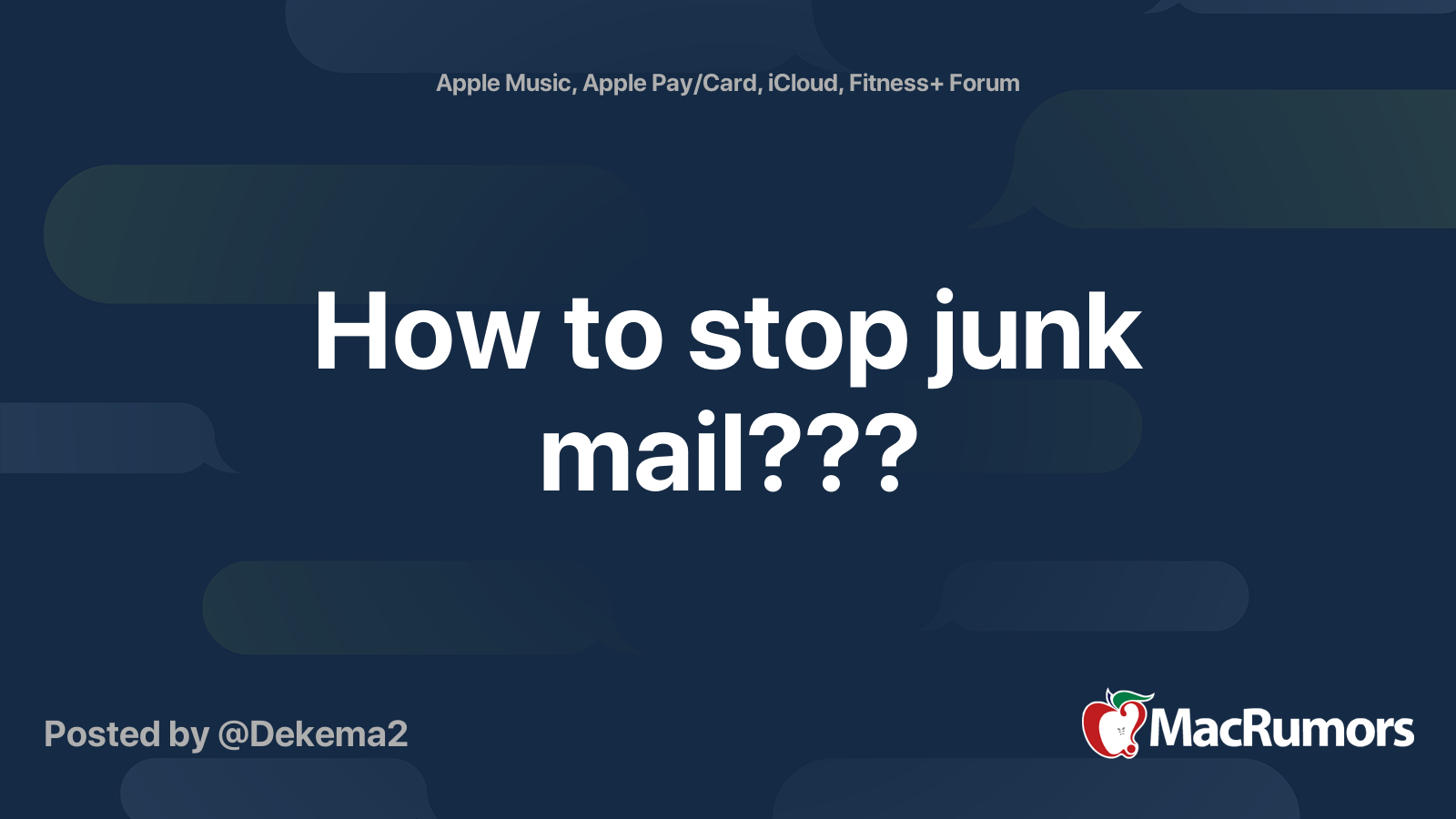 How to stop junk mail??? | MacRumors Forums