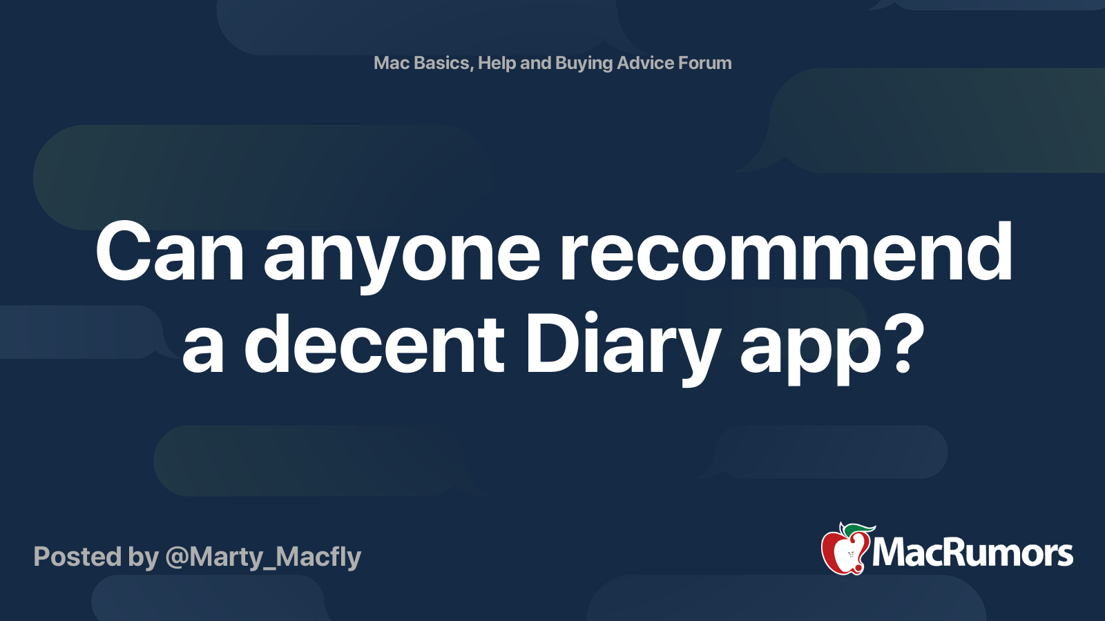 Can anyone recommend a decent Diary app? | MacRumors Forums