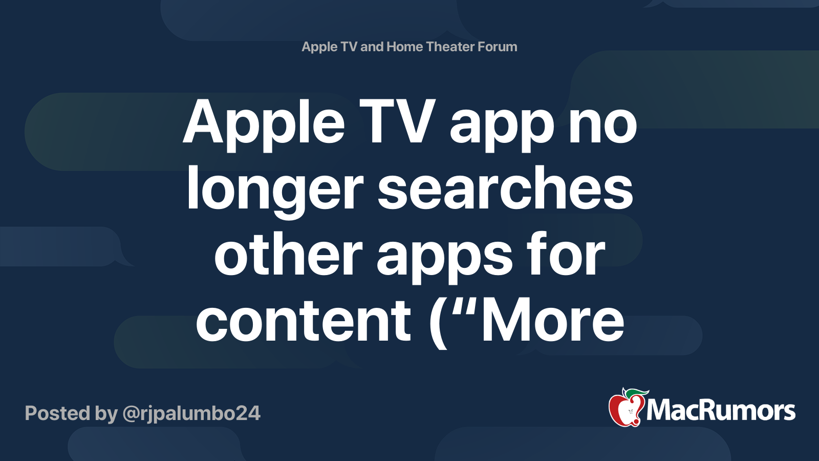 Apple TV app no longer searches other apps for content (“More Ways to ...