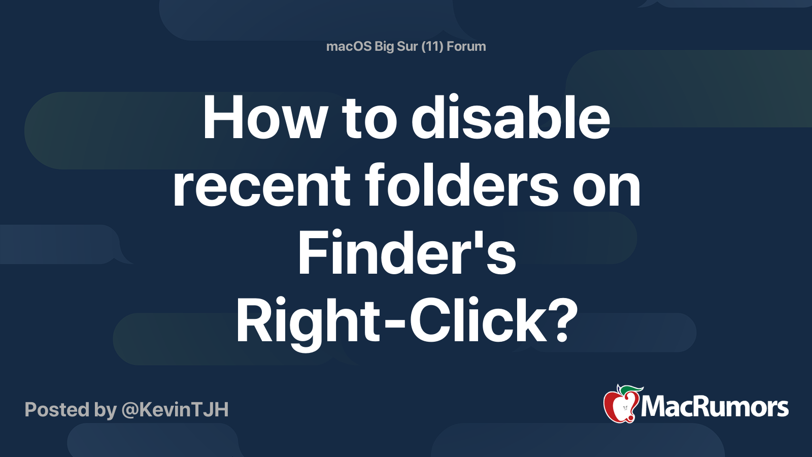 How to disable recent folders on Finder's Right-Click? | MacRumors Forums