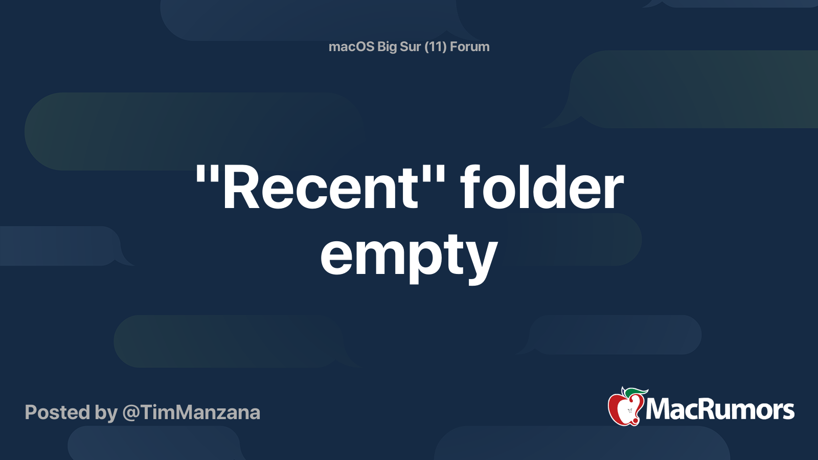 "Recent" folder empty | MacRumors Forums