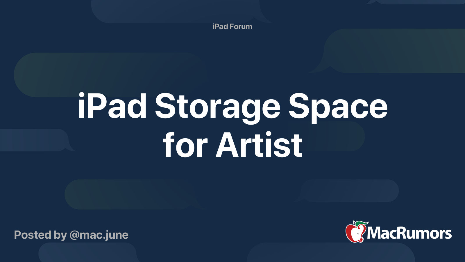 iPad Storage Space for Artist | MacRumors Forums