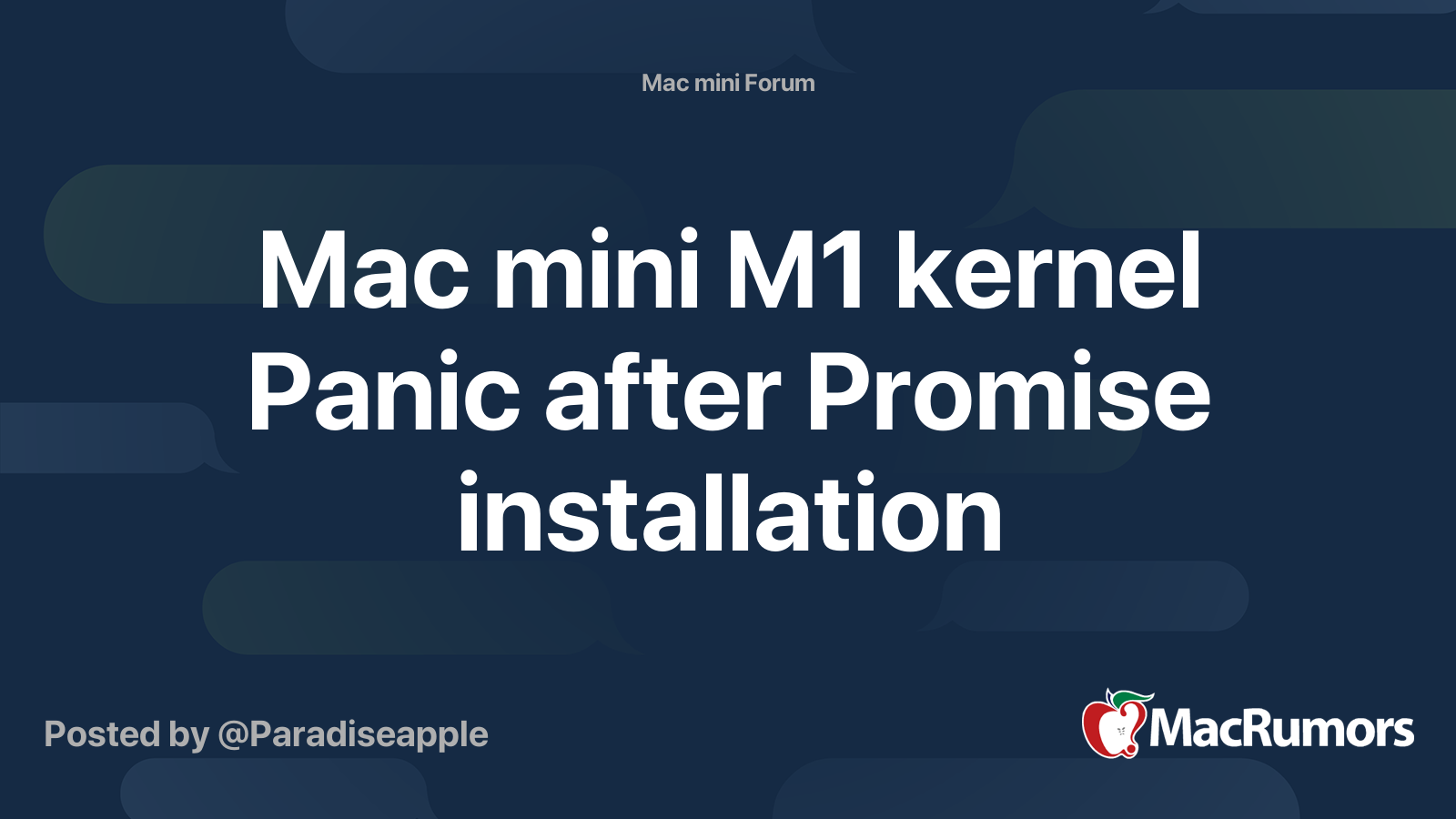 Mac mini M1 kernel Panic after Promise installation | MacRumors Forums