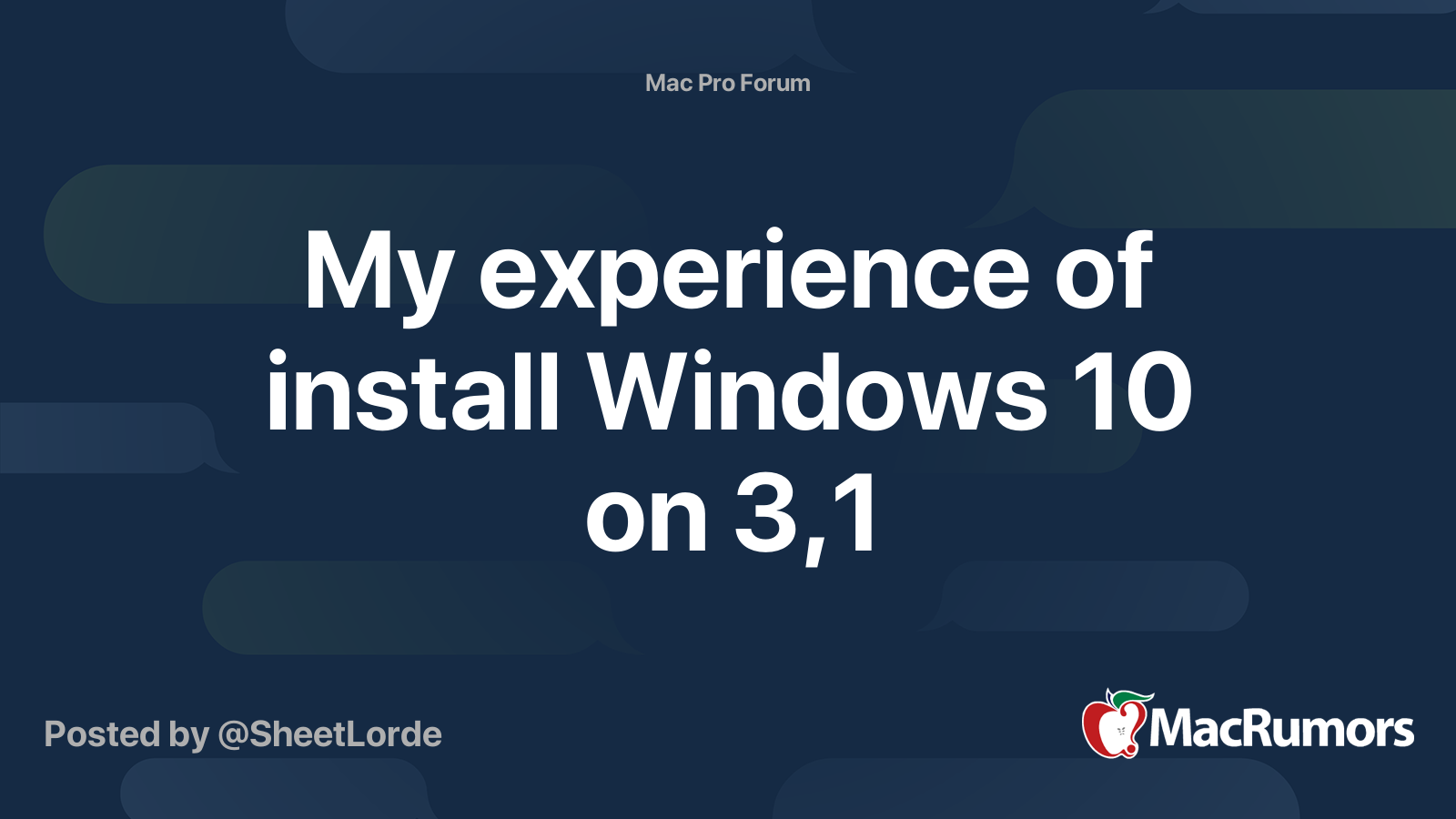 My experience of install Windows 10 on 3,1 | MacRumors Forums