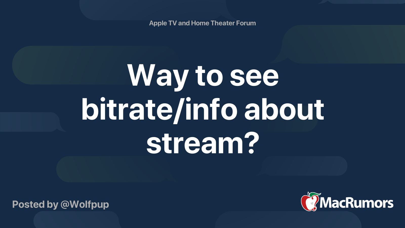 Way to see bitrate/info about stream? | MacRumors Forums