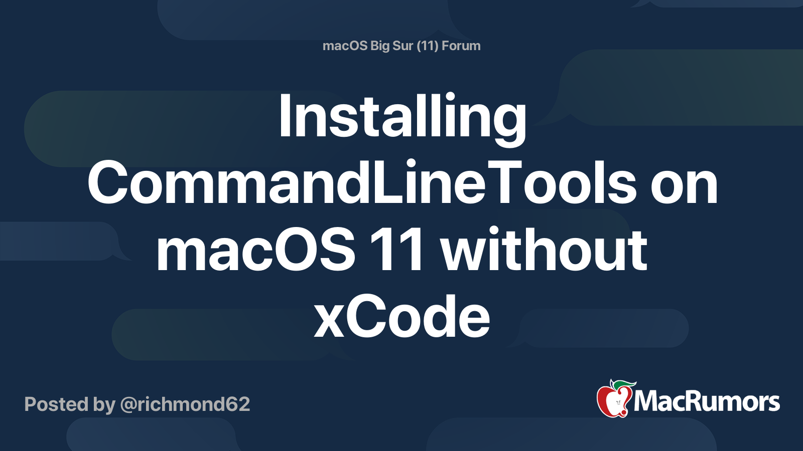 Installing Commandlinetools On Macos 11 Without Xcode Macrumors Forums 