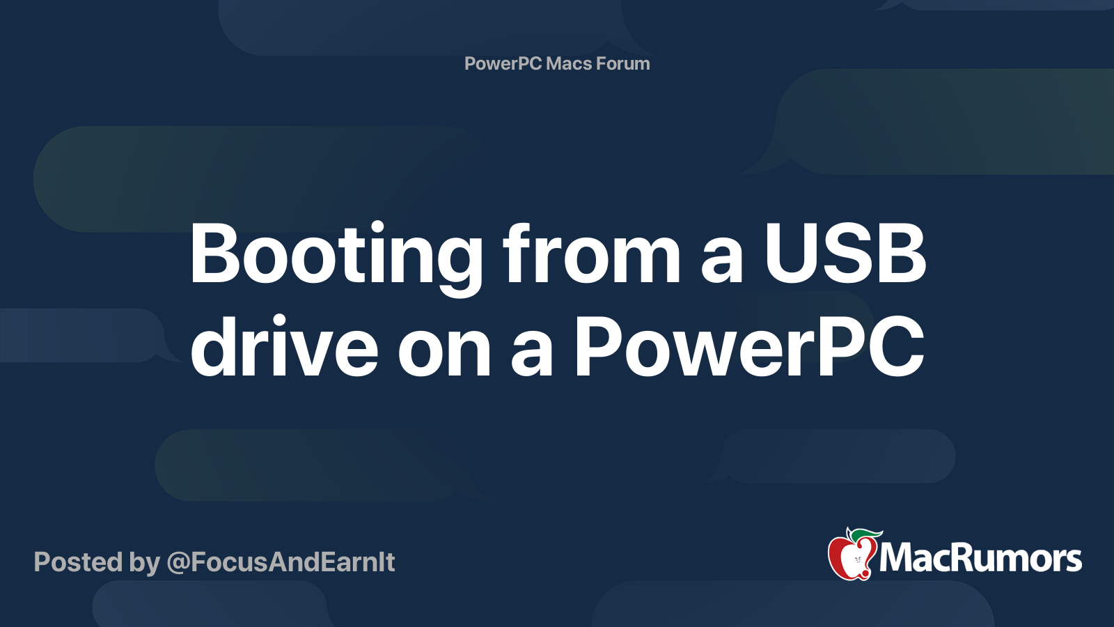 Booting from a USB drive on a PowerPC | MacRumors Forums