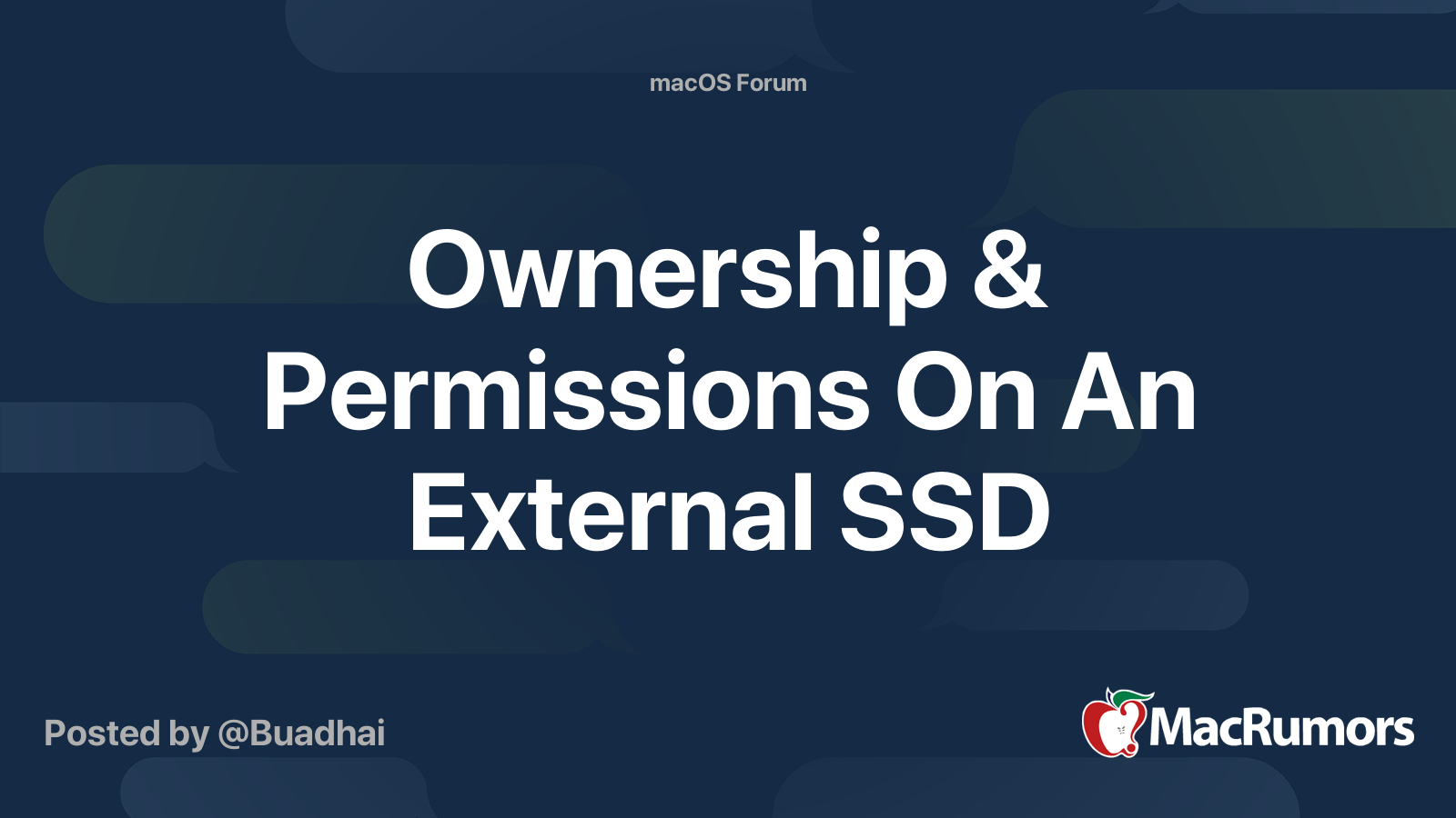 Ownership & Permissions On An External SSD | MacRumors Forums