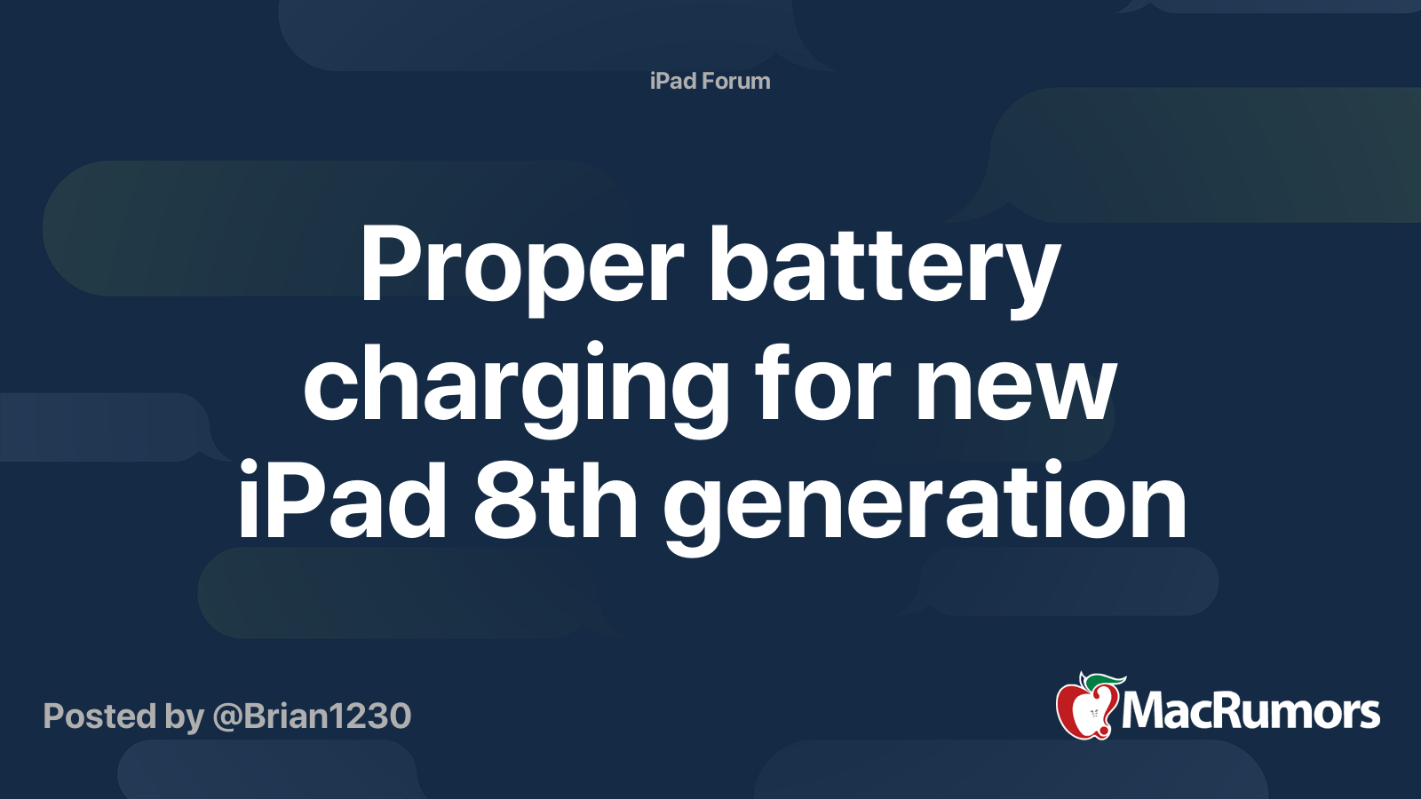 Proper battery charging for new iPad 8th generation | MacRumors Forums