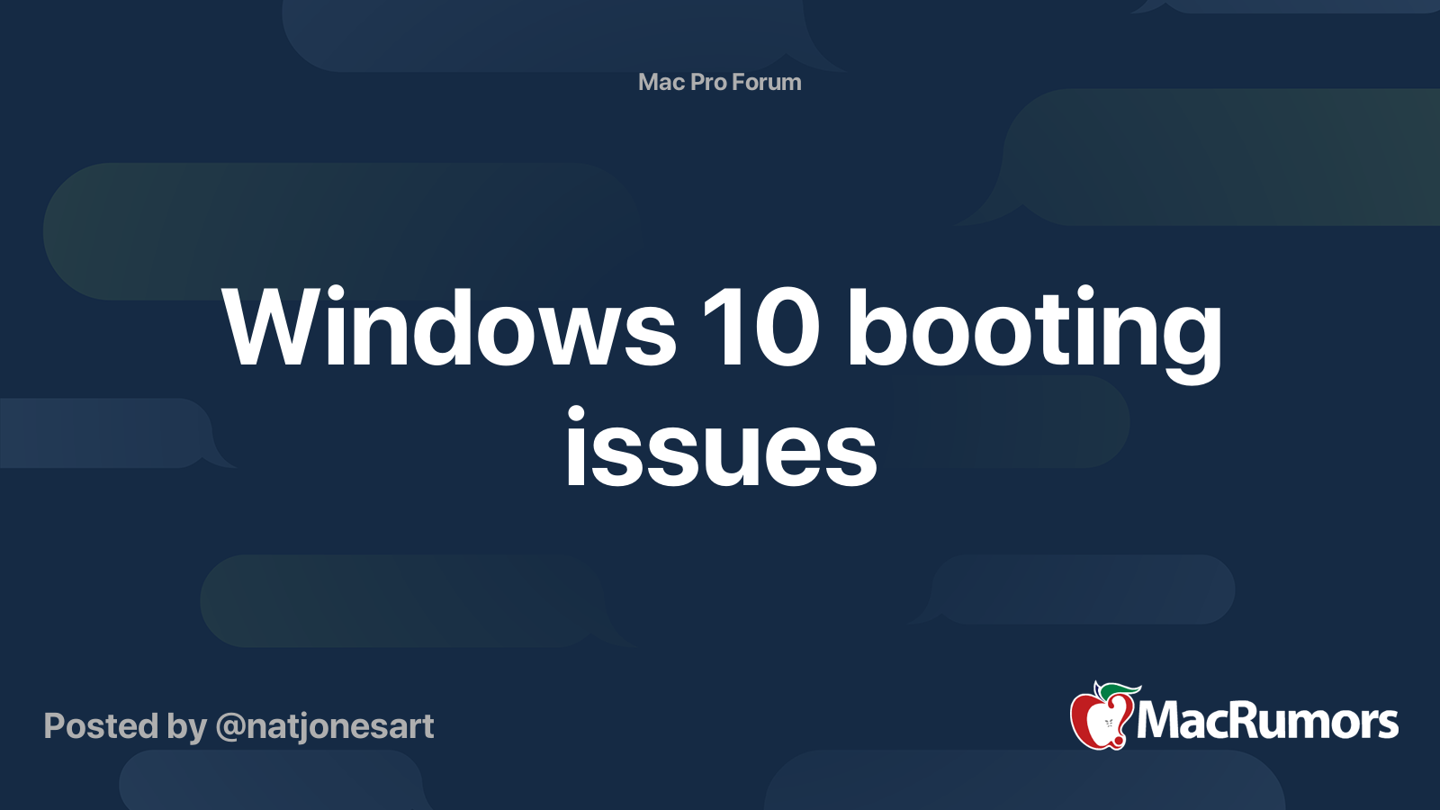 Windows 10 booting issues | MacRumors Forums